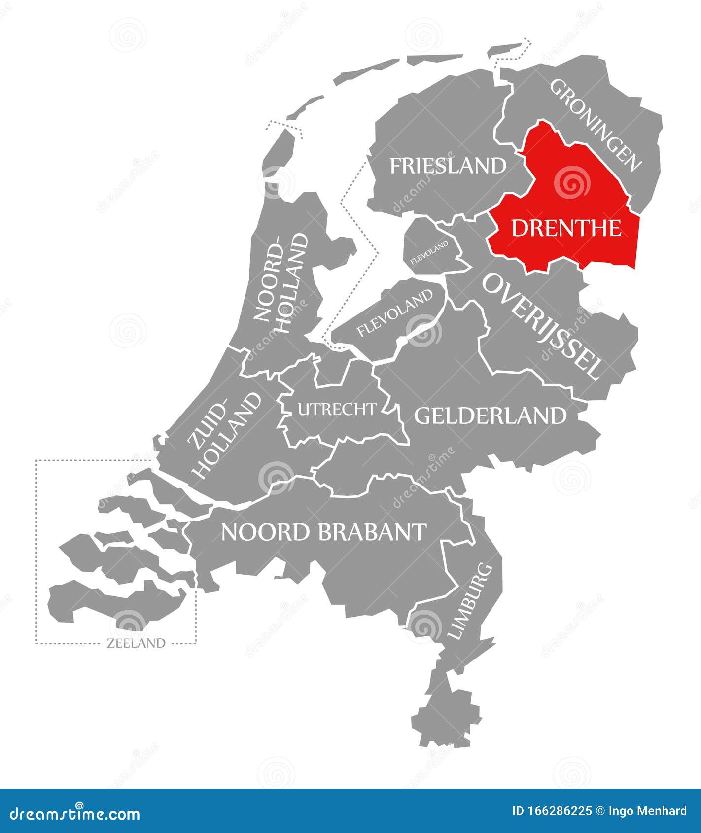Drenthe Red Highlighted in Map of Netherlands Stock Illustration ...