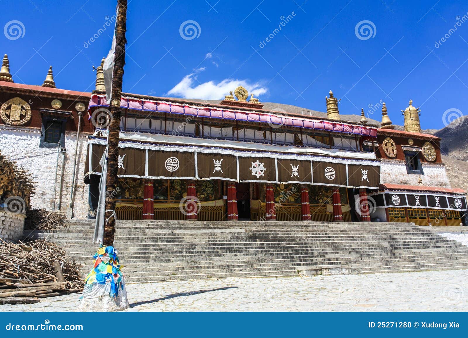 Drepung Monastery stock photo. Image of flag, grand, religion - 25271280