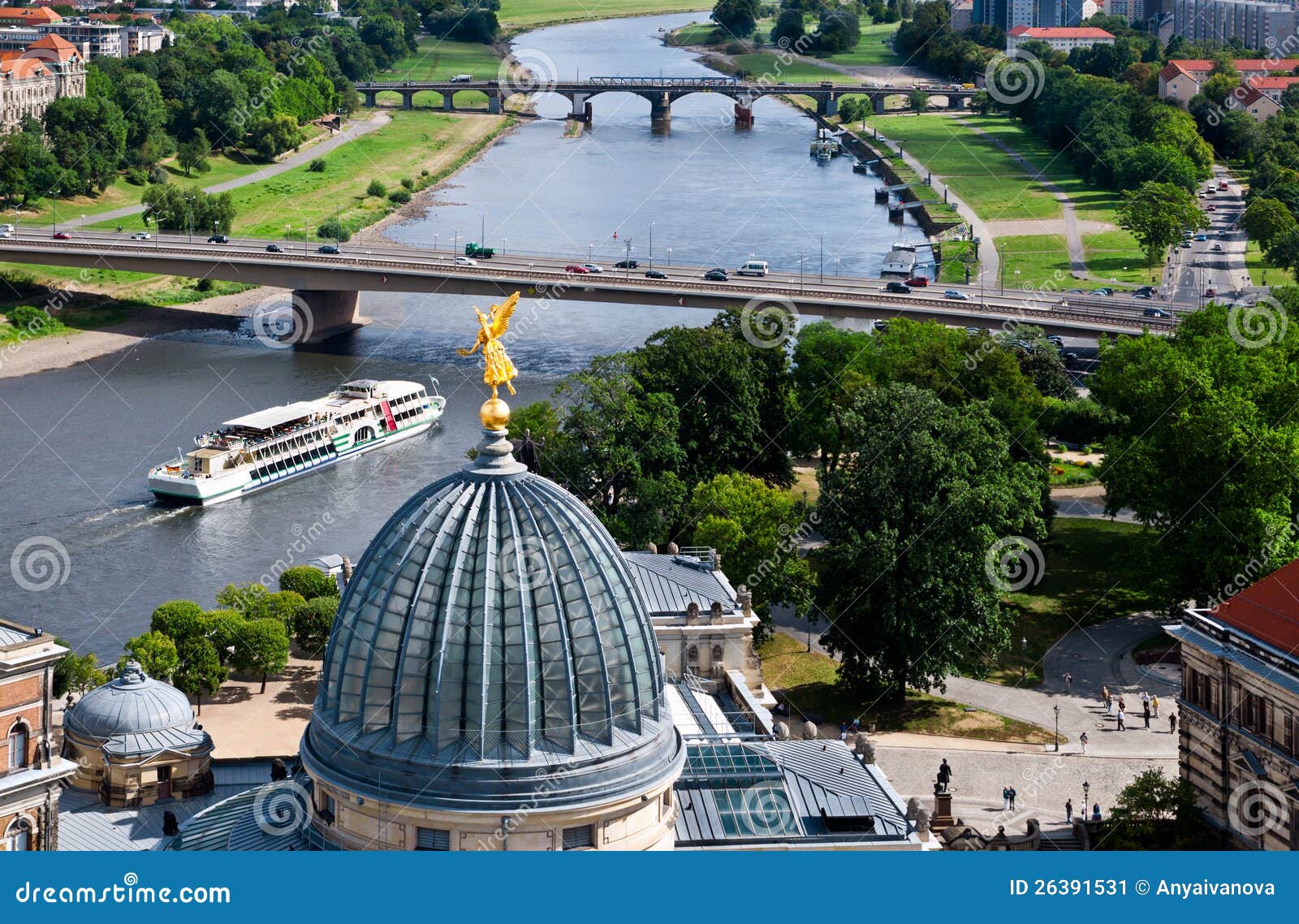 Dresden, Aerial View To Elbe River Stock Image - Image of bridge ...