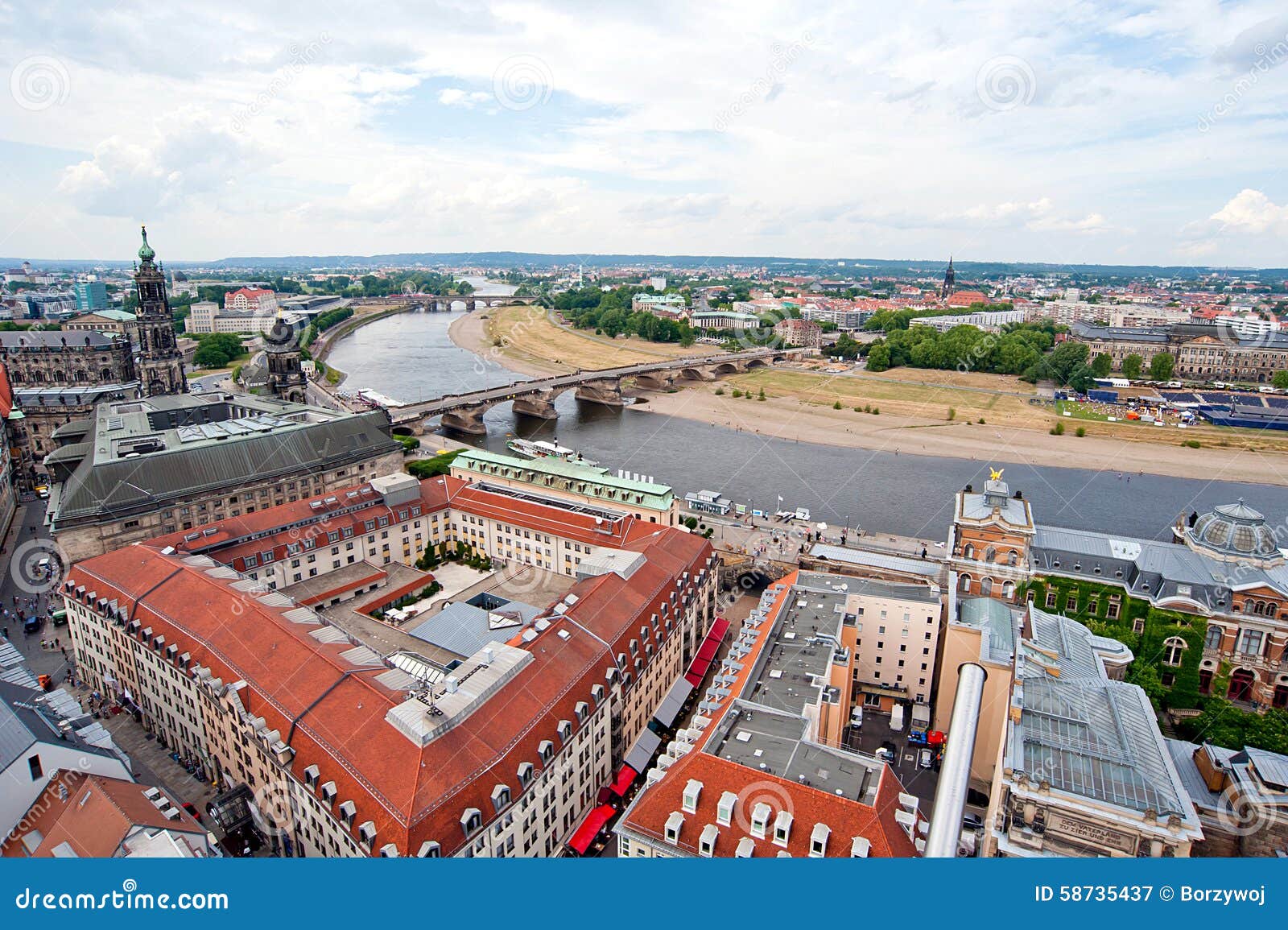 Dresden and bridge stock image. Image of monumental, bridge - 58735437