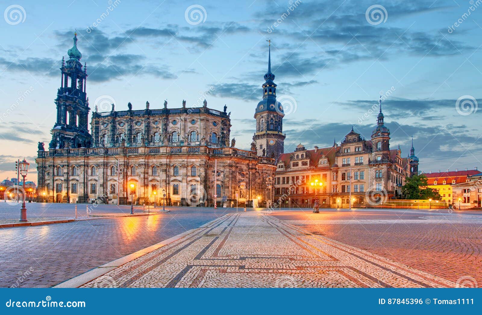 Dresden Castle or Royal Palace by Night, Saxony, Germany Stock Photo ...