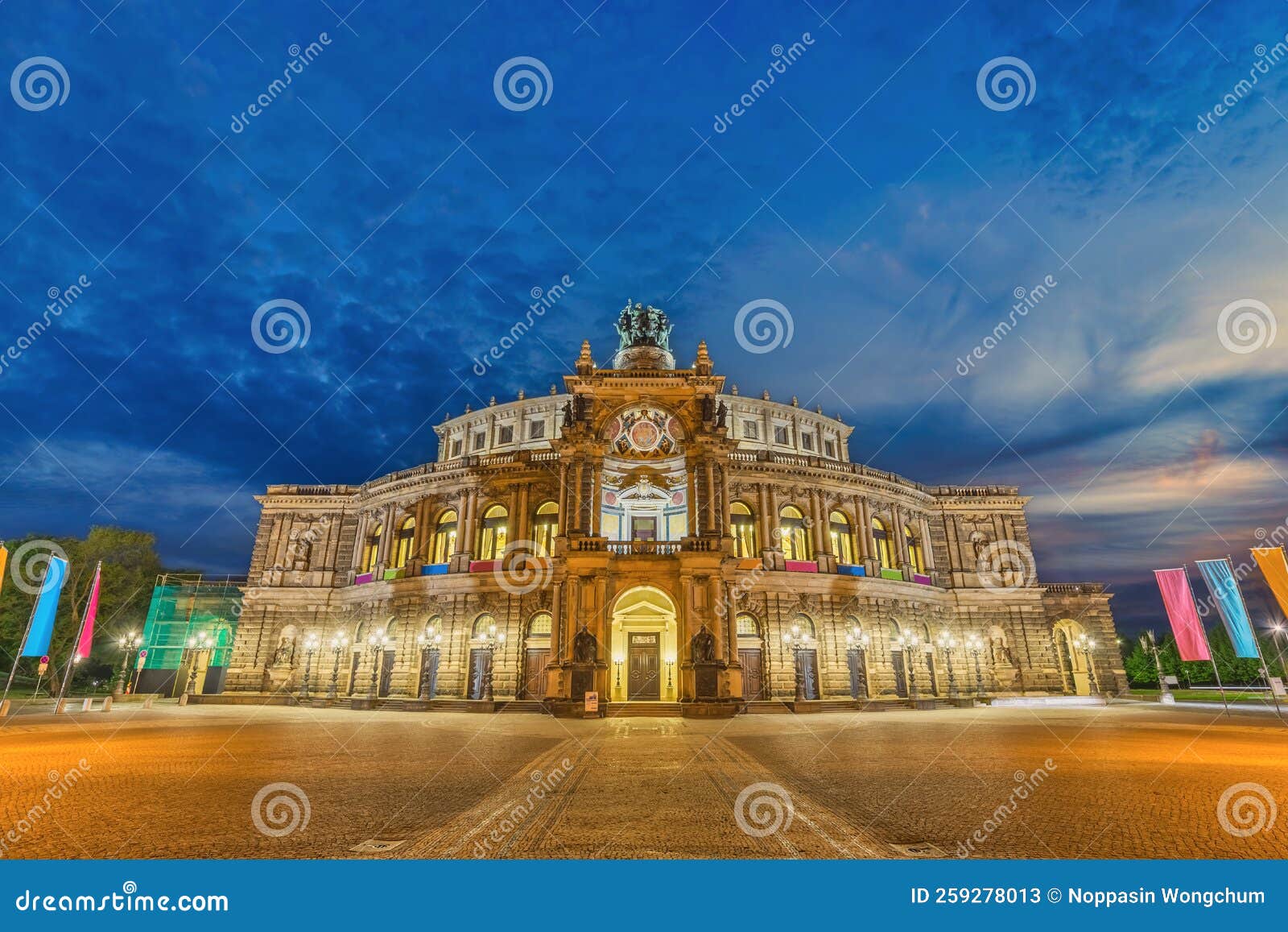 Dresden Germany, Night at Opera House Stock Image - Image of building ...