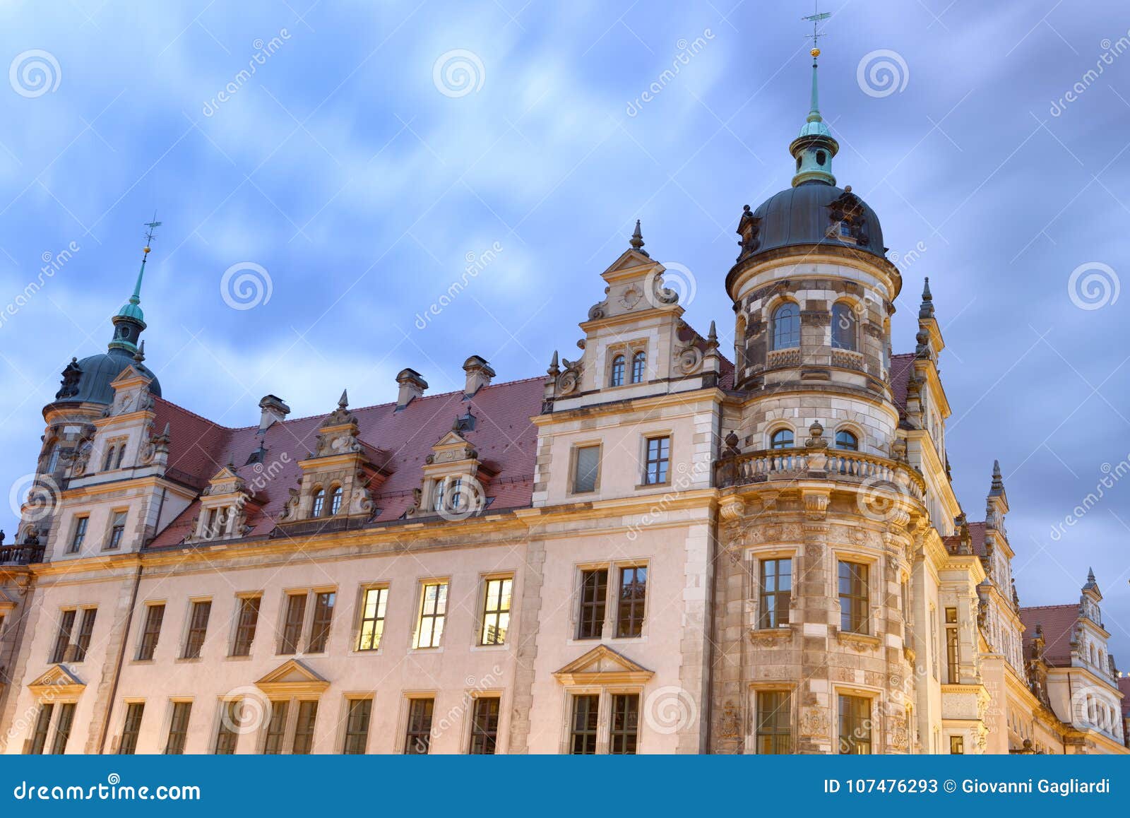 Dresden Landmarks in Schlossplatz, Germany Stock Image - Image of ...