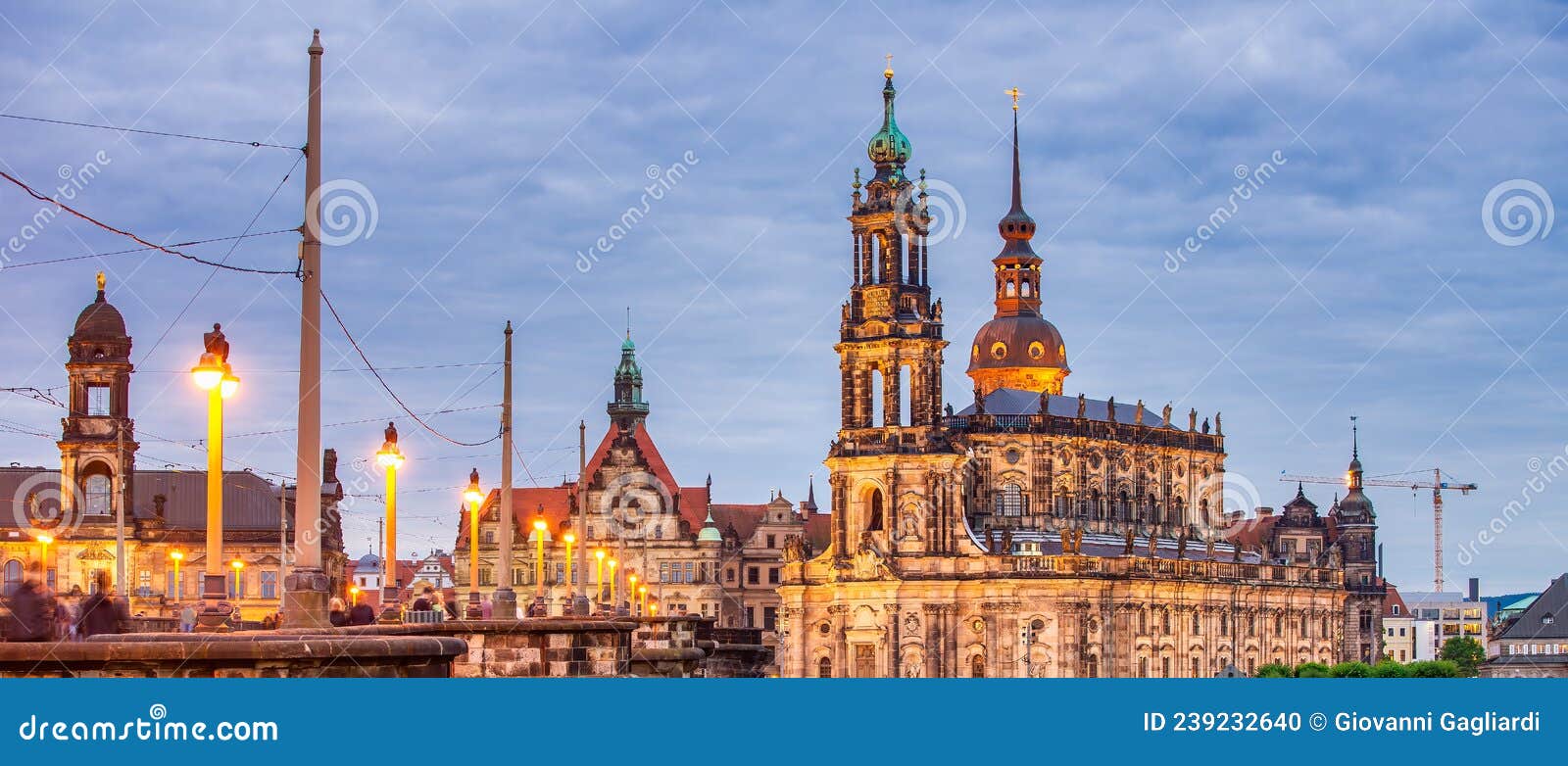 Dresden Main Landmarks at Night from City Square, Germany Stock Photo ...