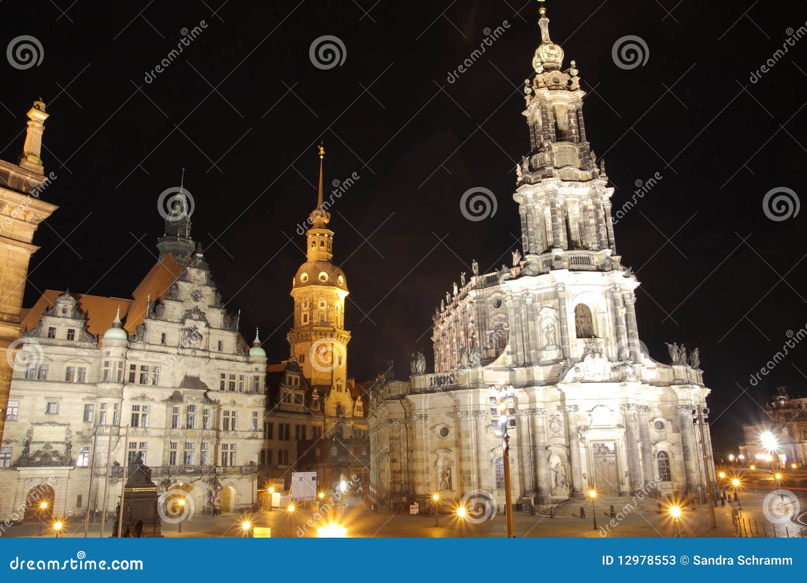 Dresden at night stock image. Image of baroque, lamp - 12978553