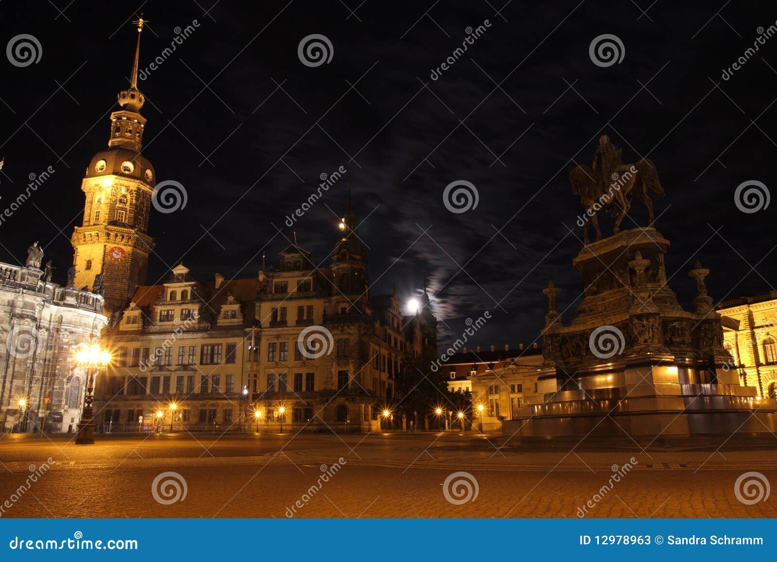 Dresden at night stock image. Image of restored, history - 12978963