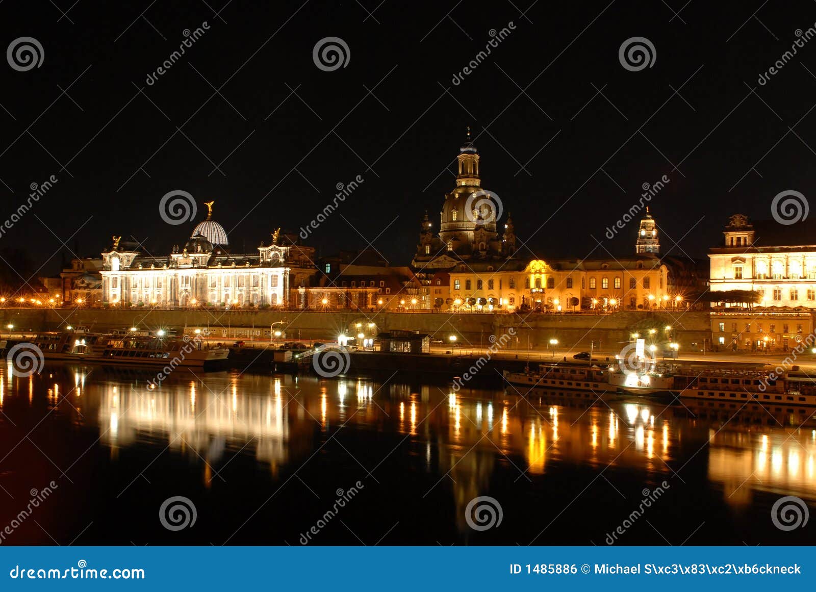 Dresden at night stock photo. Image of history, water - 1485886