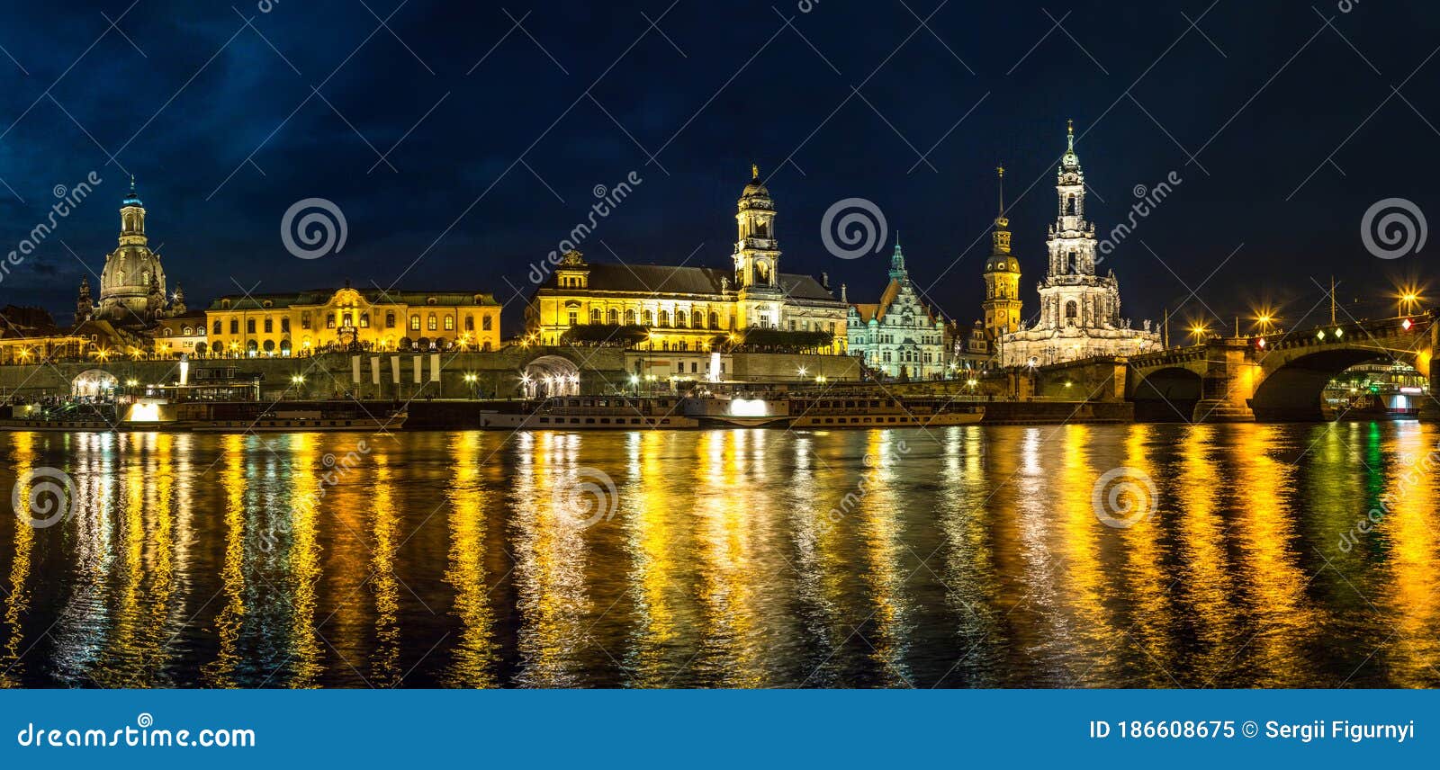 Dresden in night stock image. Image of tower, elbe, saxony - 186608675