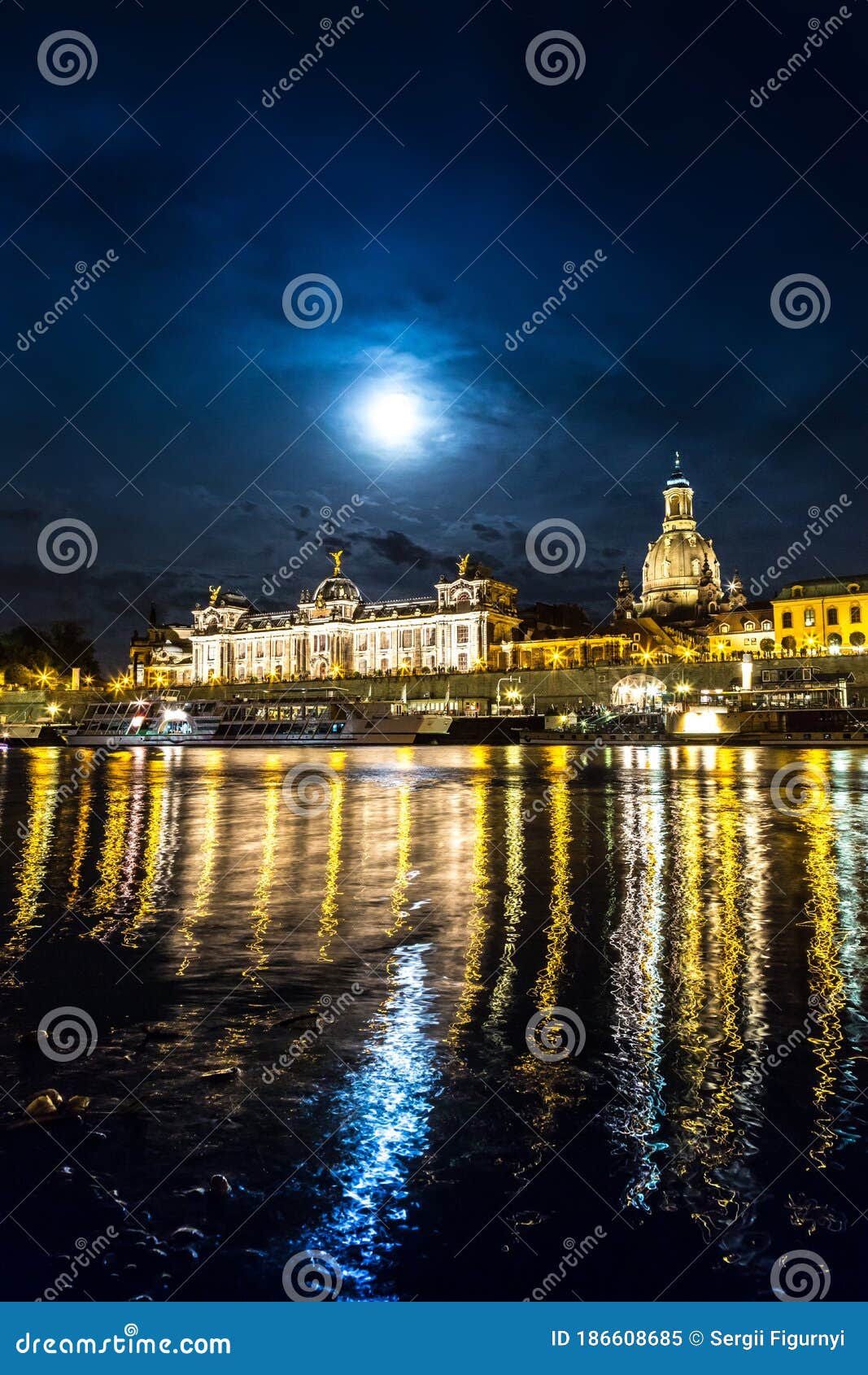 Dresden in night stock image. Image of germany, european - 186608685