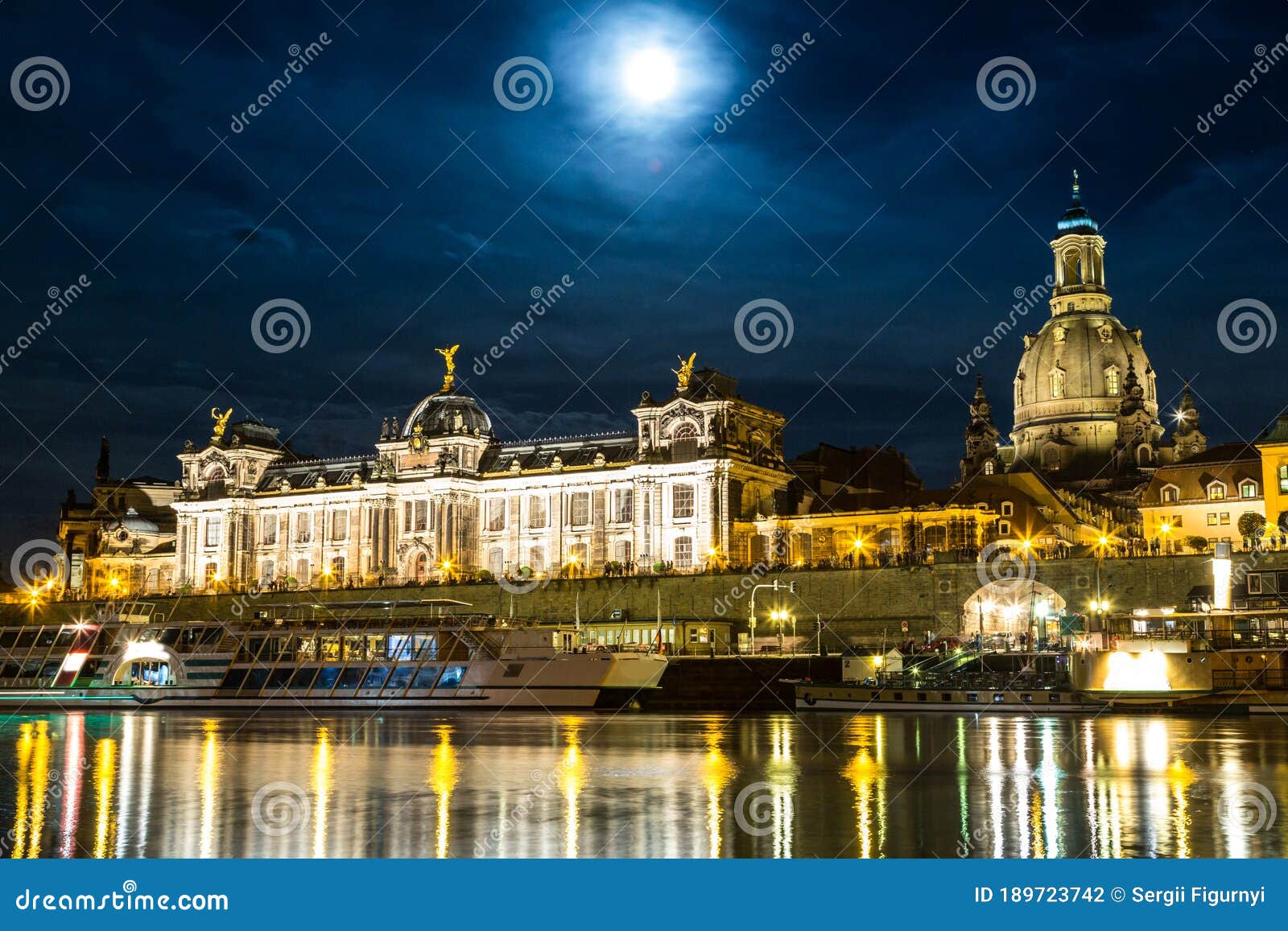 Dresden in night stock photo. Image of dark, cityscape - 189723742