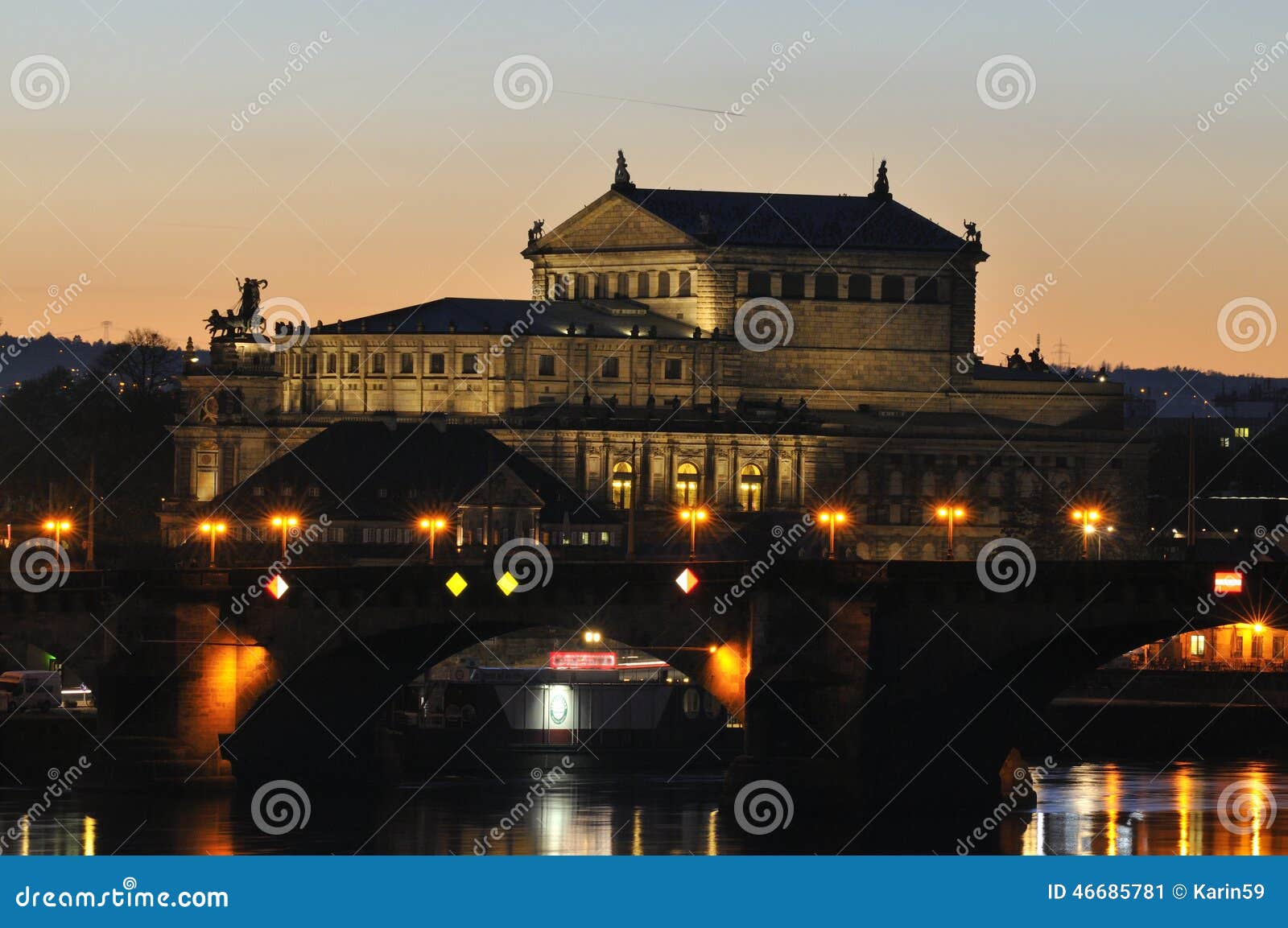 Dresden at night stock image. Image of blue, light, evening - 46685781