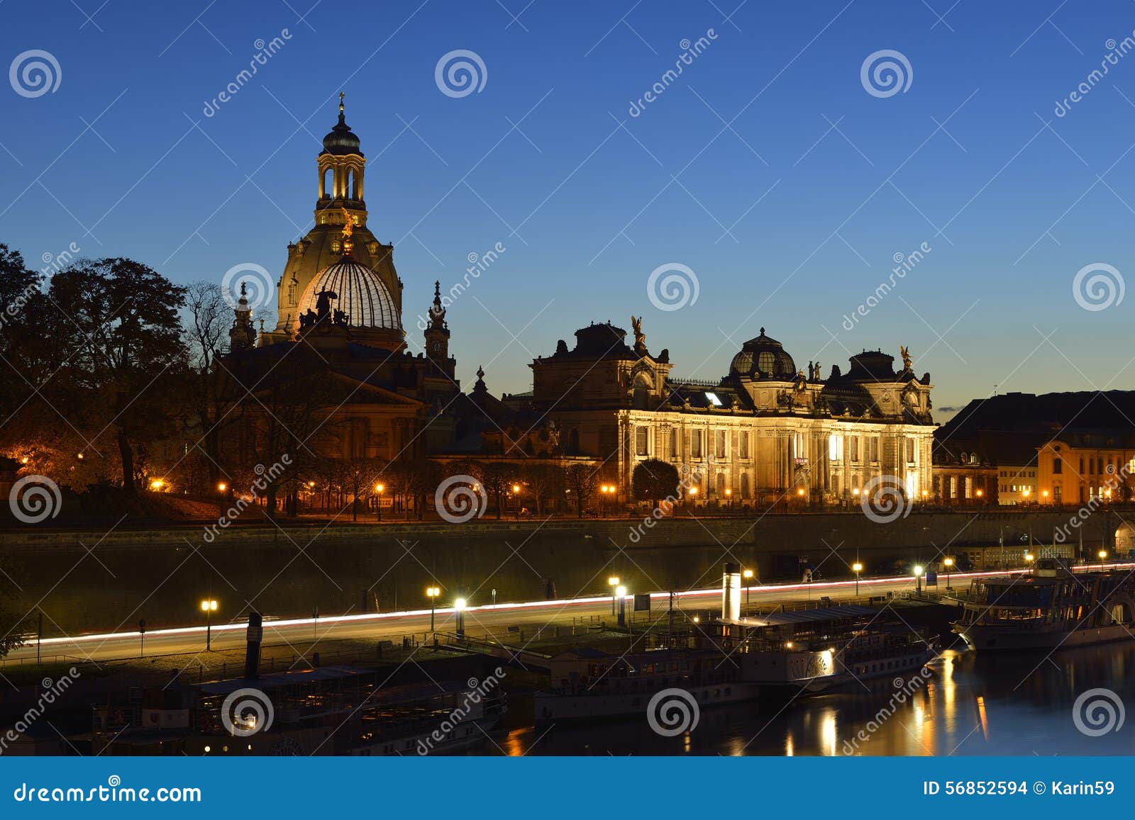 Dresden at night stock photo. Image of architecture, skyline - 56852594