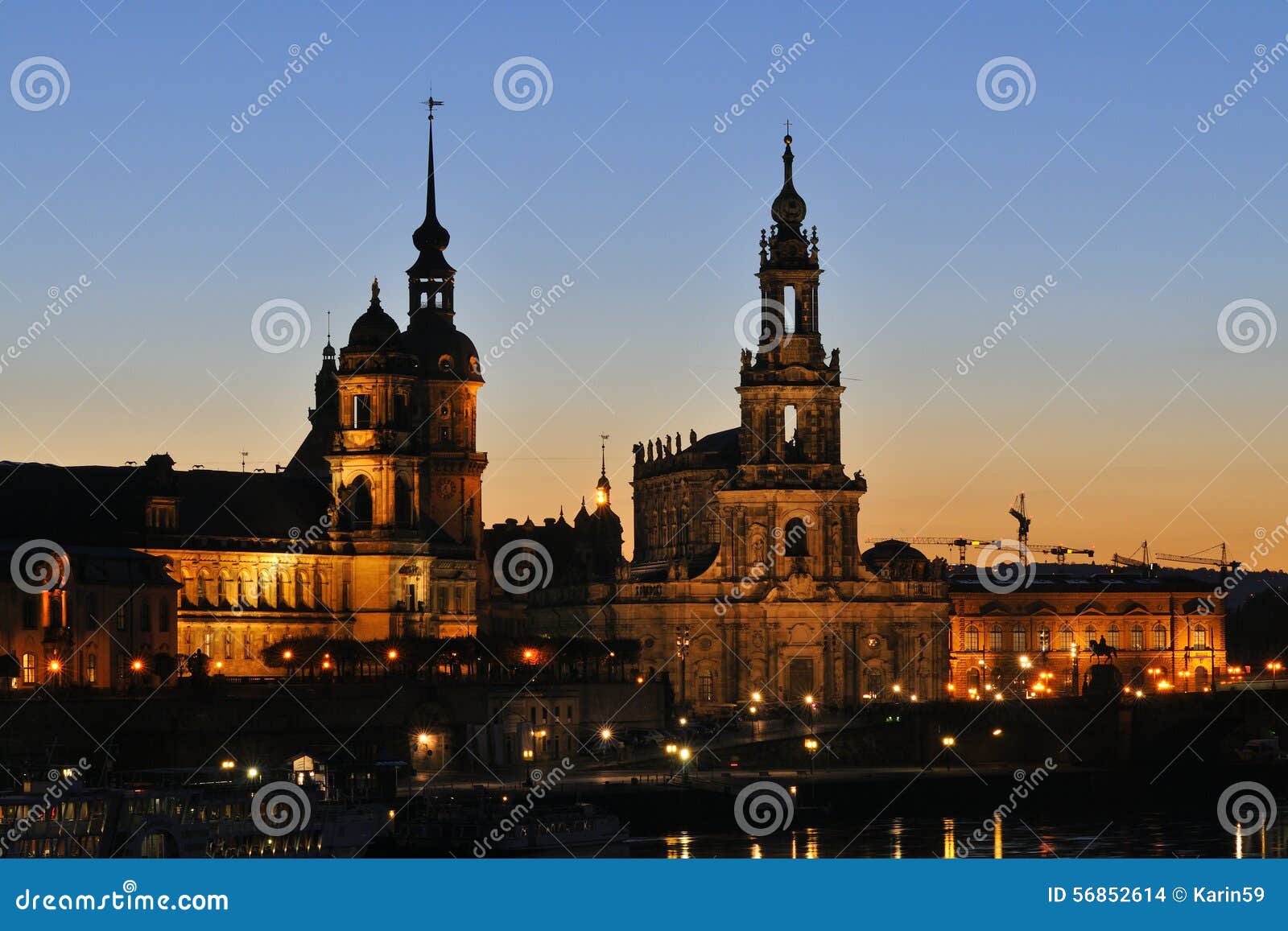 Dresden at night stock photo. Image of europe, sunset - 56852614