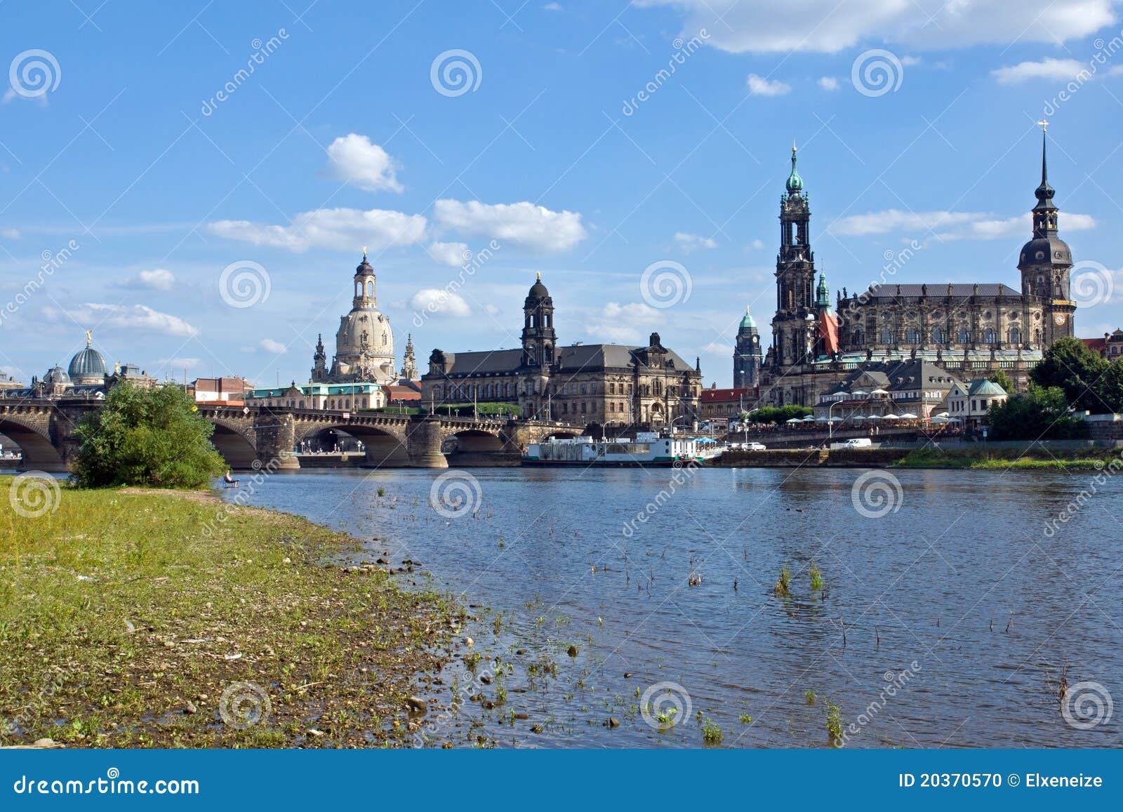 Dresden from the Shore of River Elbe Stock Photo - Image of palace ...