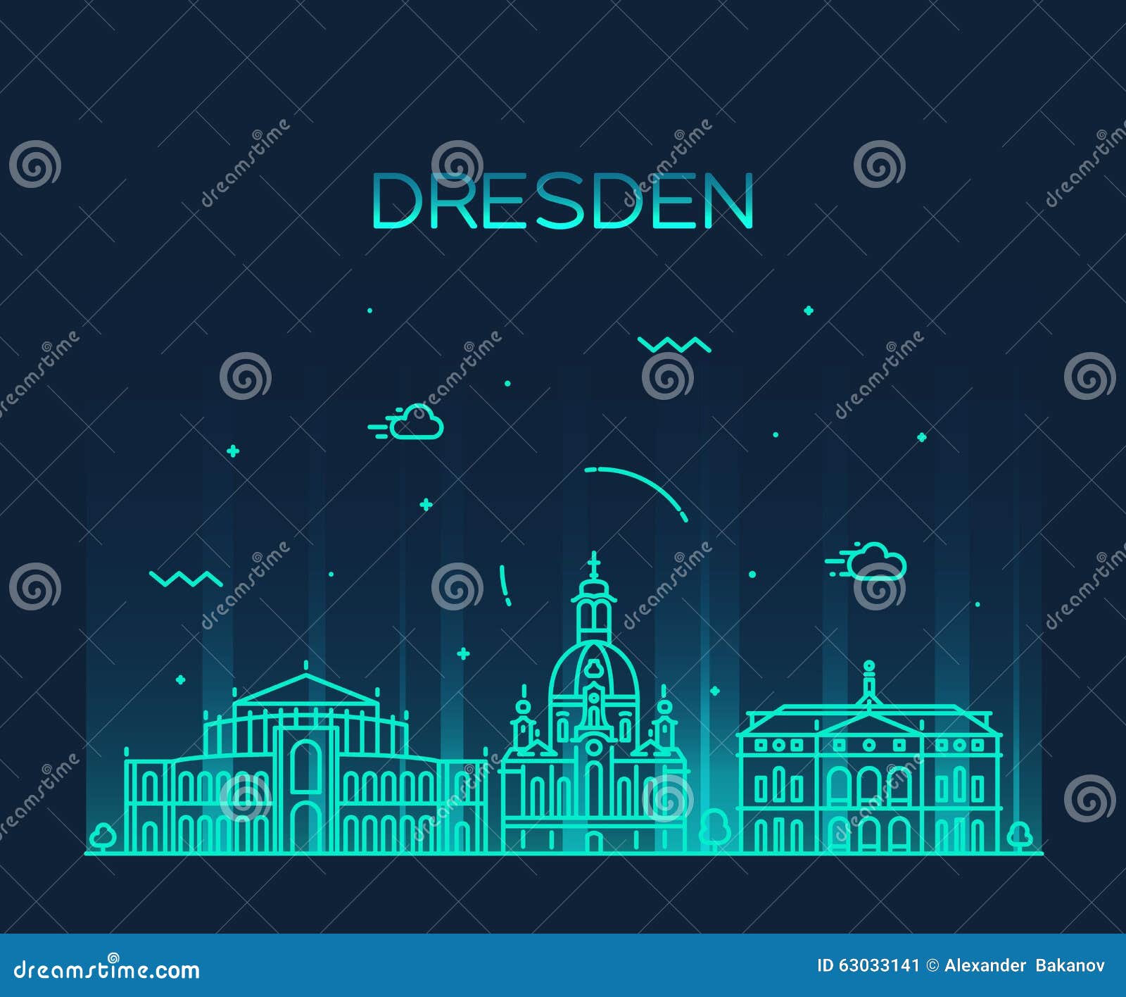 Dresden Skyline And Landmarks Silhouette Cartoon Vector | CartoonDealer ...