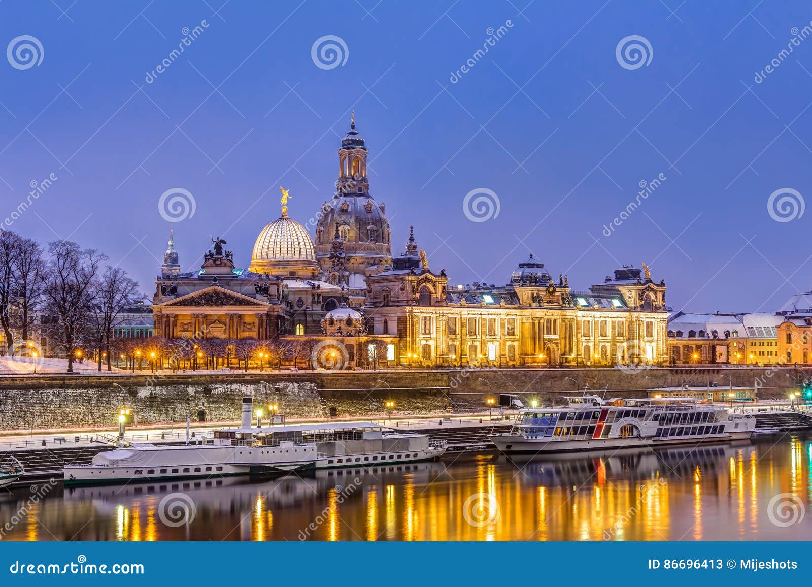 Dresden skyline in winter stock image. Image of ancient - 86696413