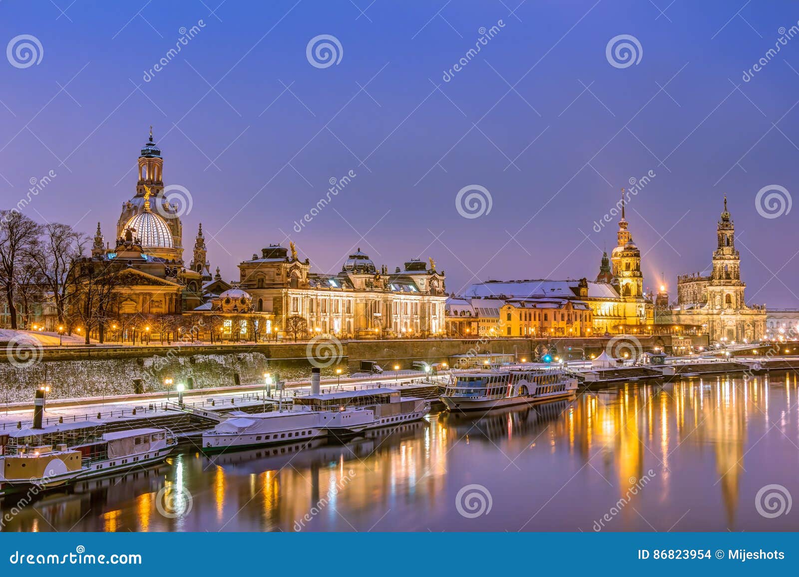 Dresden skyline in winter stock photo. Image of december - 86823954