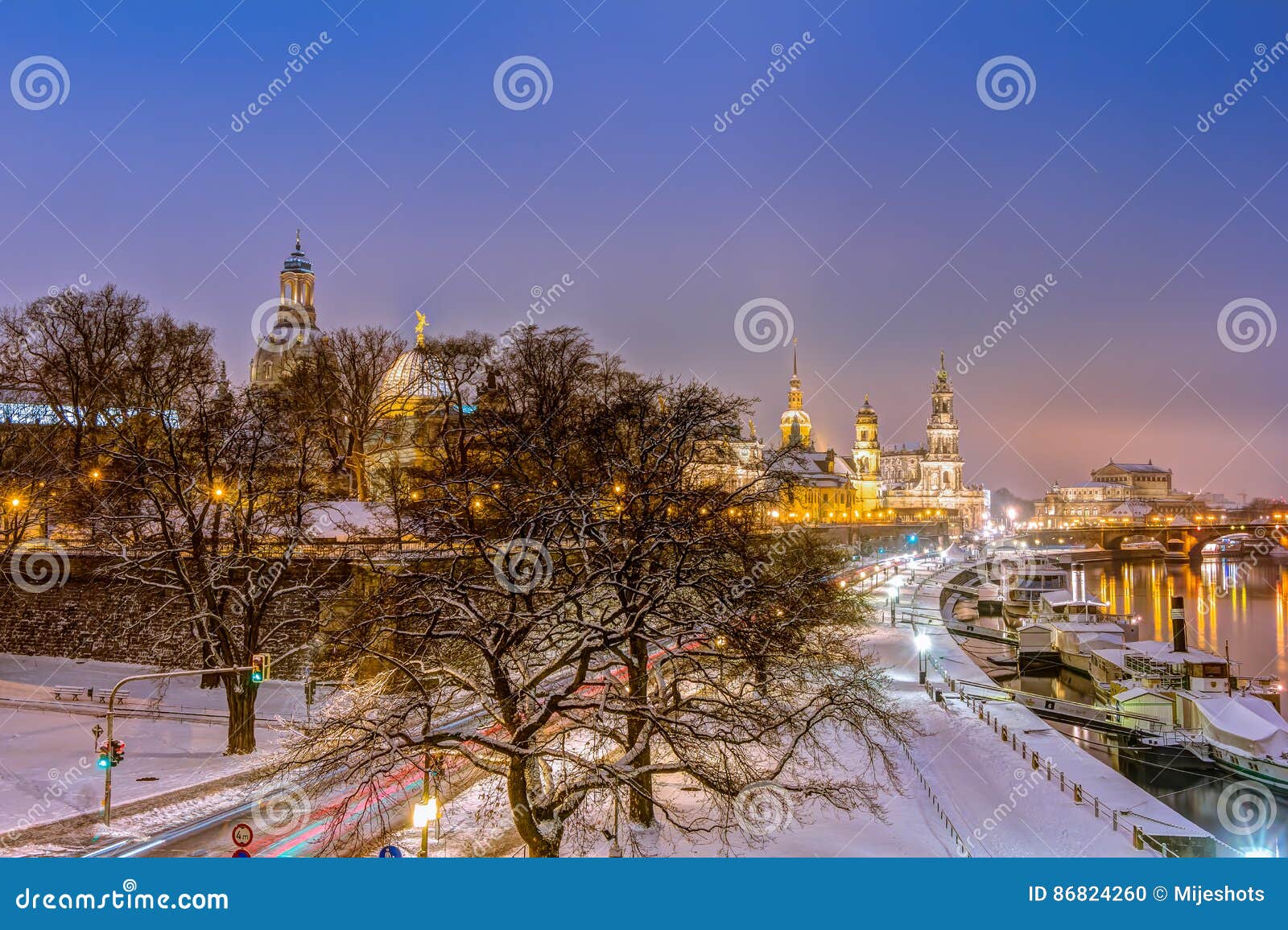 Dresden skyline in winter editorial image. Image of exterior - 86824260