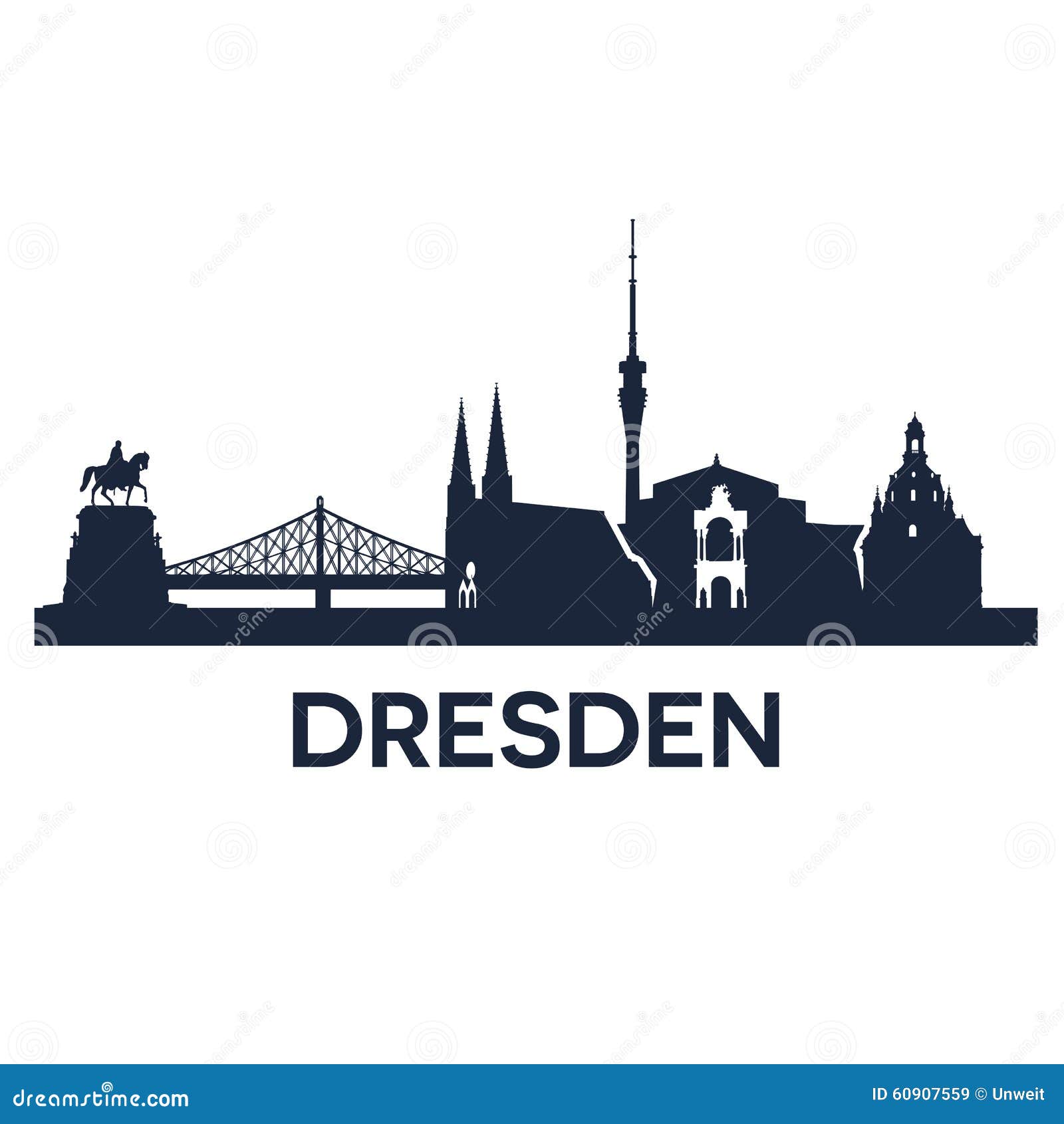 Dresden-Stadt-Skyline stock abbildung. Illustration von standort - 60907559