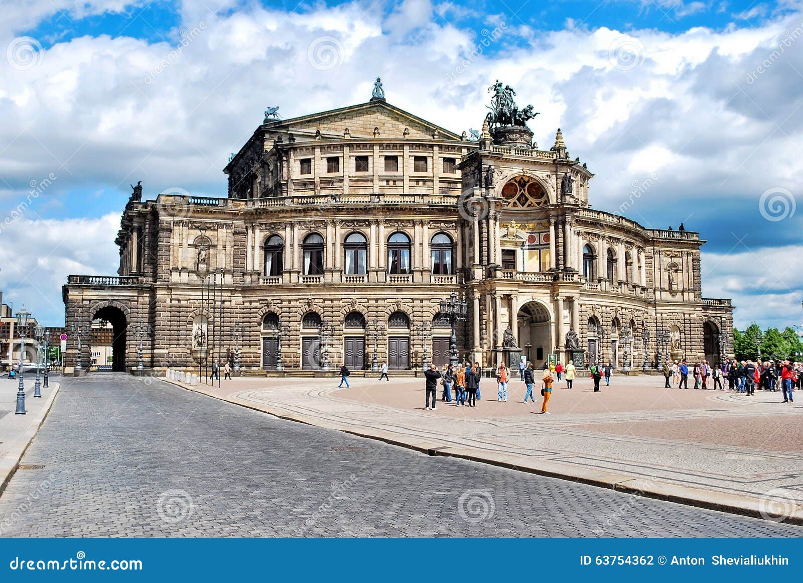 Dresden State Opera, Semper Opera House on a Sunny Day with Clouds in ...