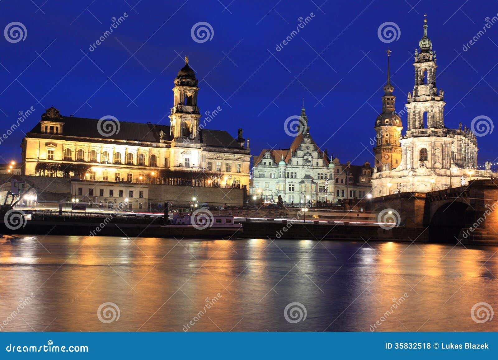 Dresden at sunset stock photo. Image of city, reflection - 35832518