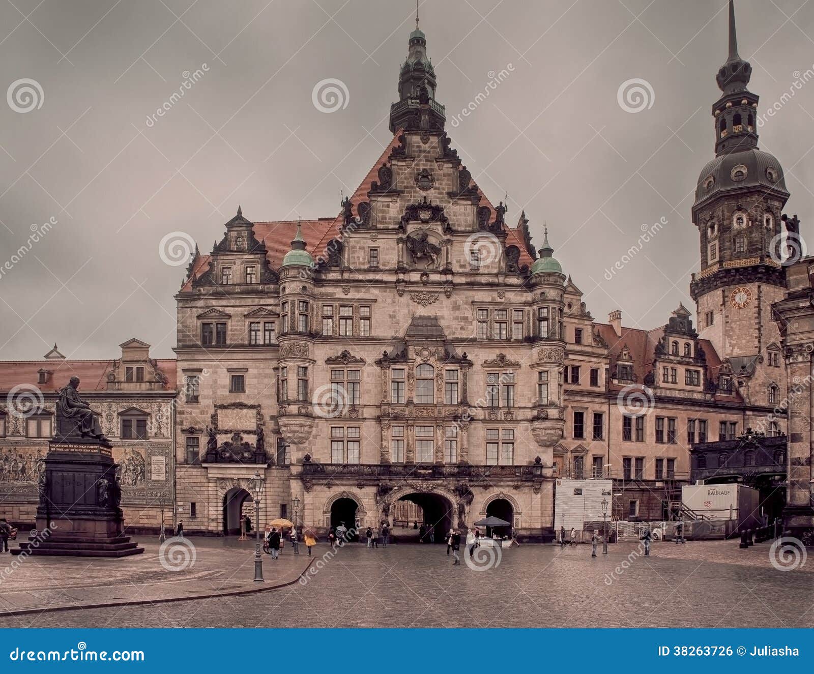 Dresden at Winter Cloudy Day Stock Photo - Image of horse, music: 38263726