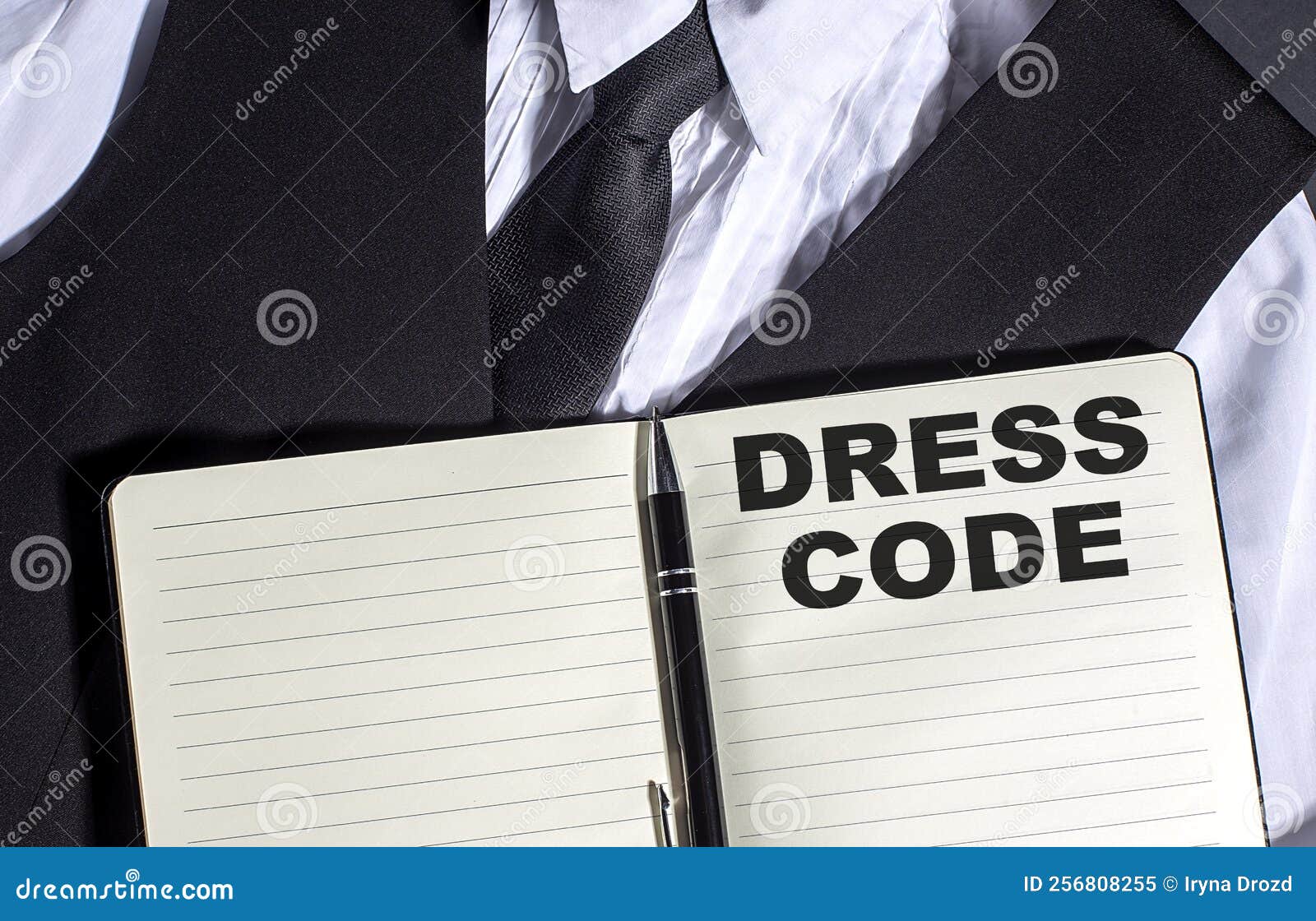 DRESS CODE Text on Notepad with Black and White Clothes Stock Image ...