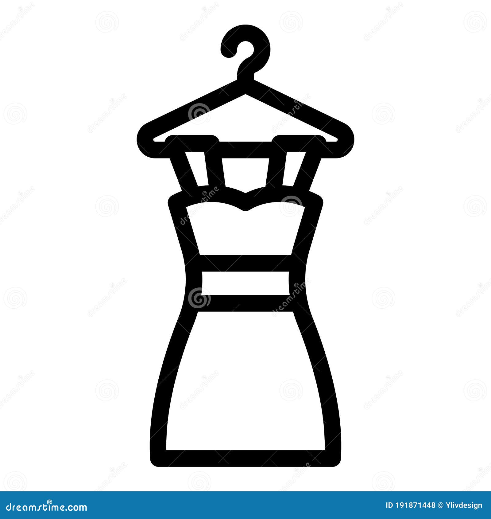 Dress on Hanger Icon, Outline Style Stock Vector - Illustration of ...