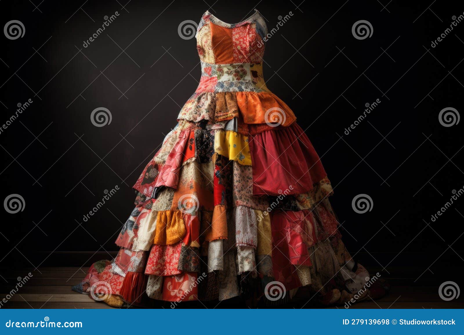 A Dress, Made from a Combination of Many Different Patterns and Fabrics ...