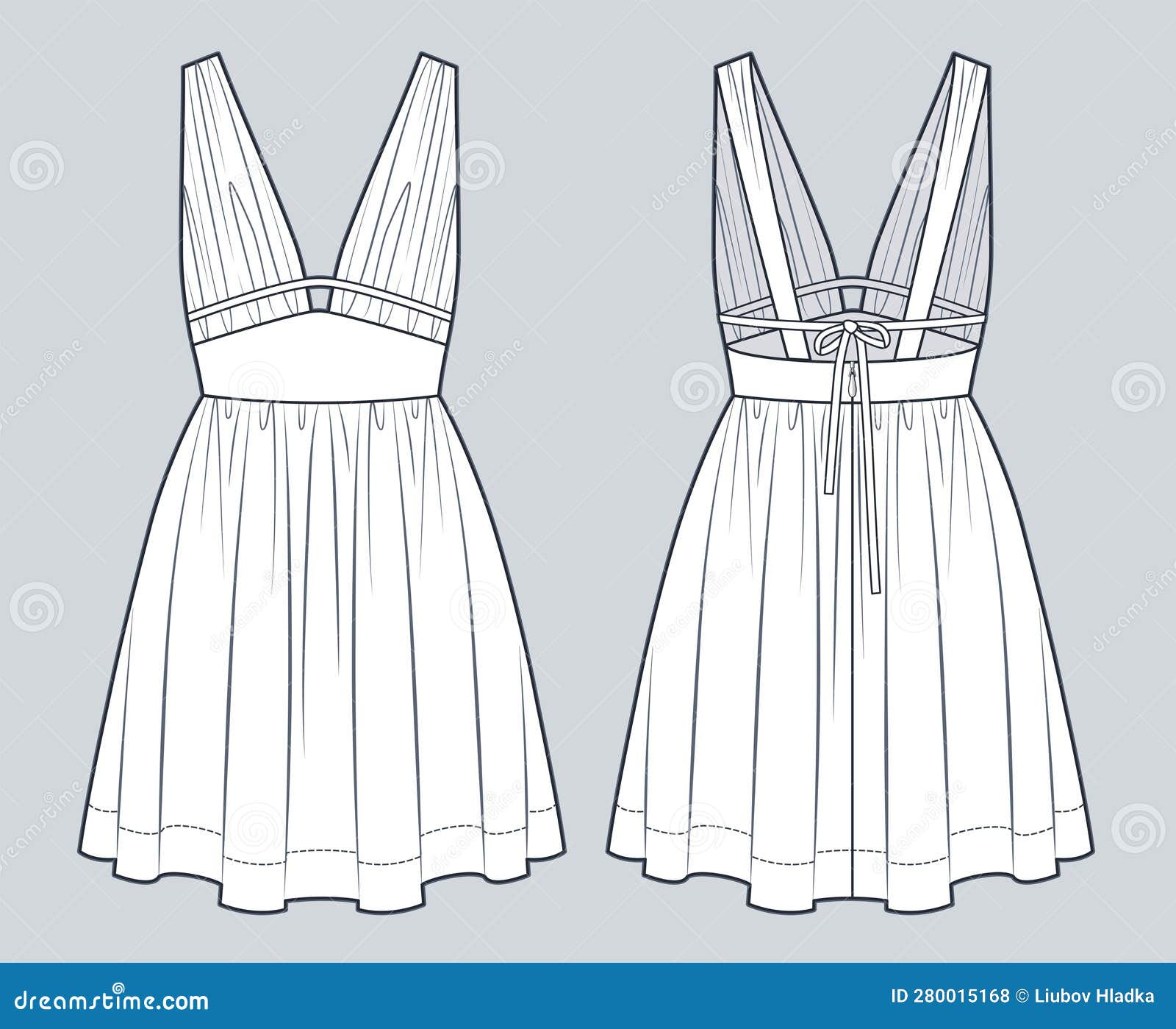 Dress Technical Fashion Illustration V Neck Mini Dress Fashion Flat