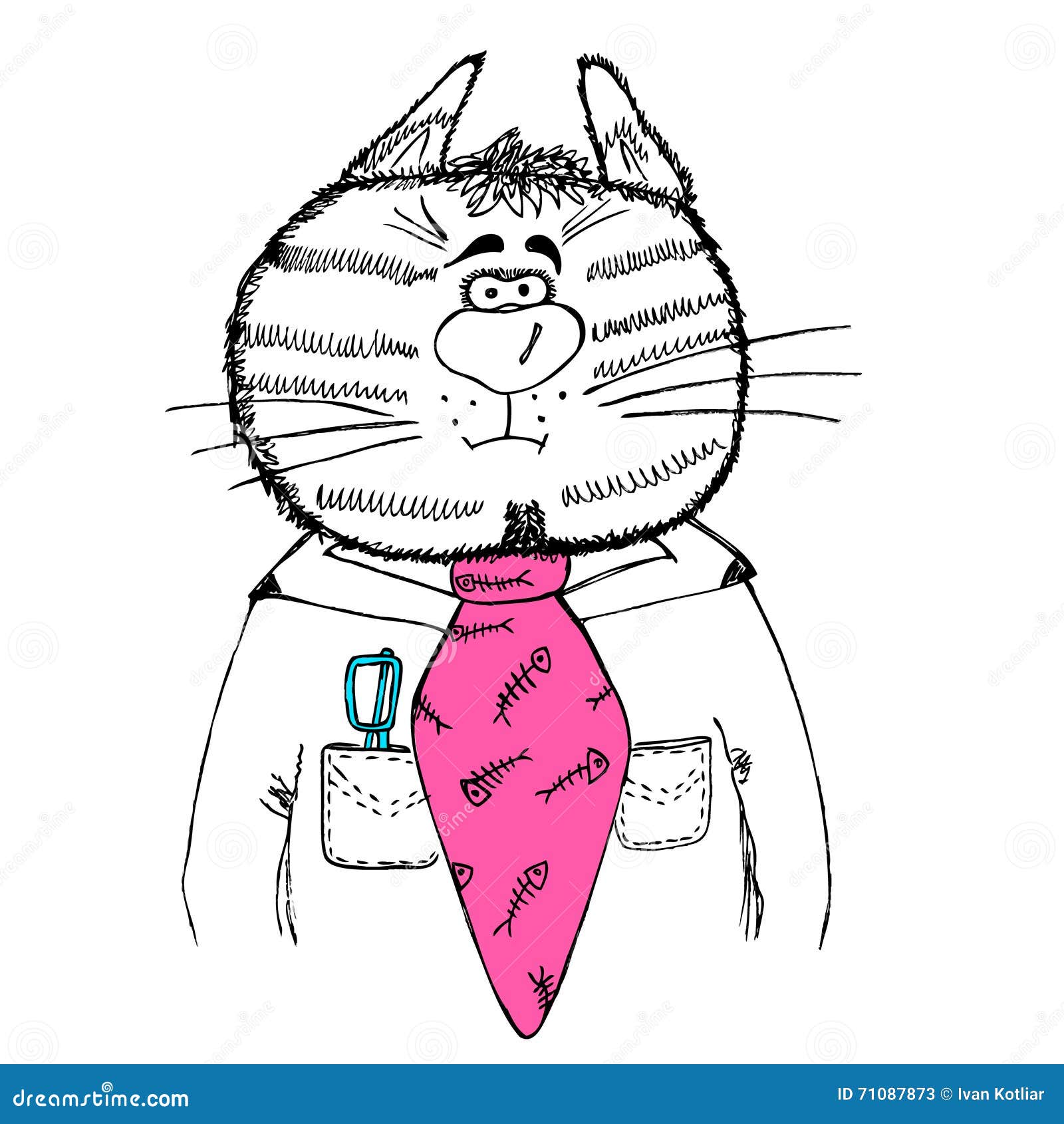 Dressed Cat. Funny Animals Art . Stock Vector - Illustration of head ...
