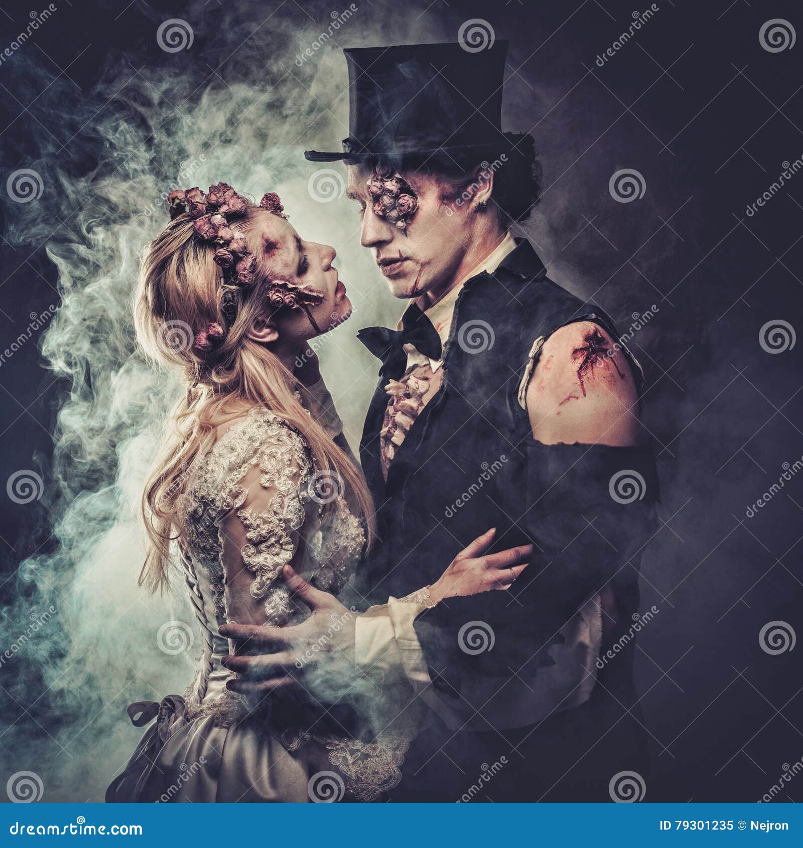 Dressed in Wedding Clothes Romantic Zombie Couple Stock Image - Image ...