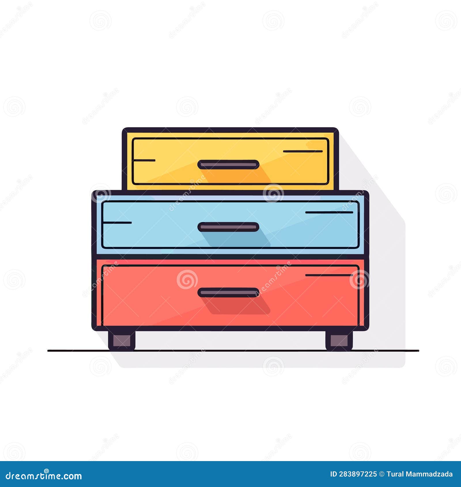 Vector of a Minimalist Dresser with Three Drawers on Top Stock Vector ...