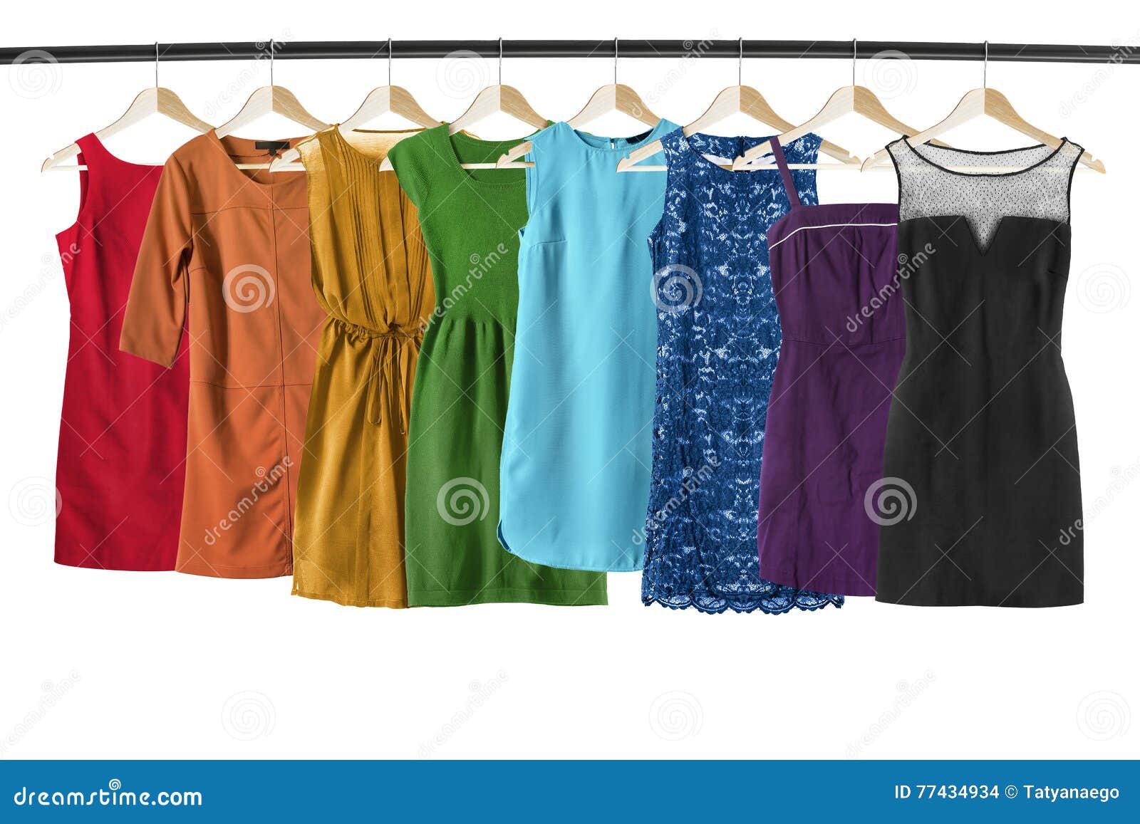 Dresses on clothes racks stock photo. Image of isolated - 77434934