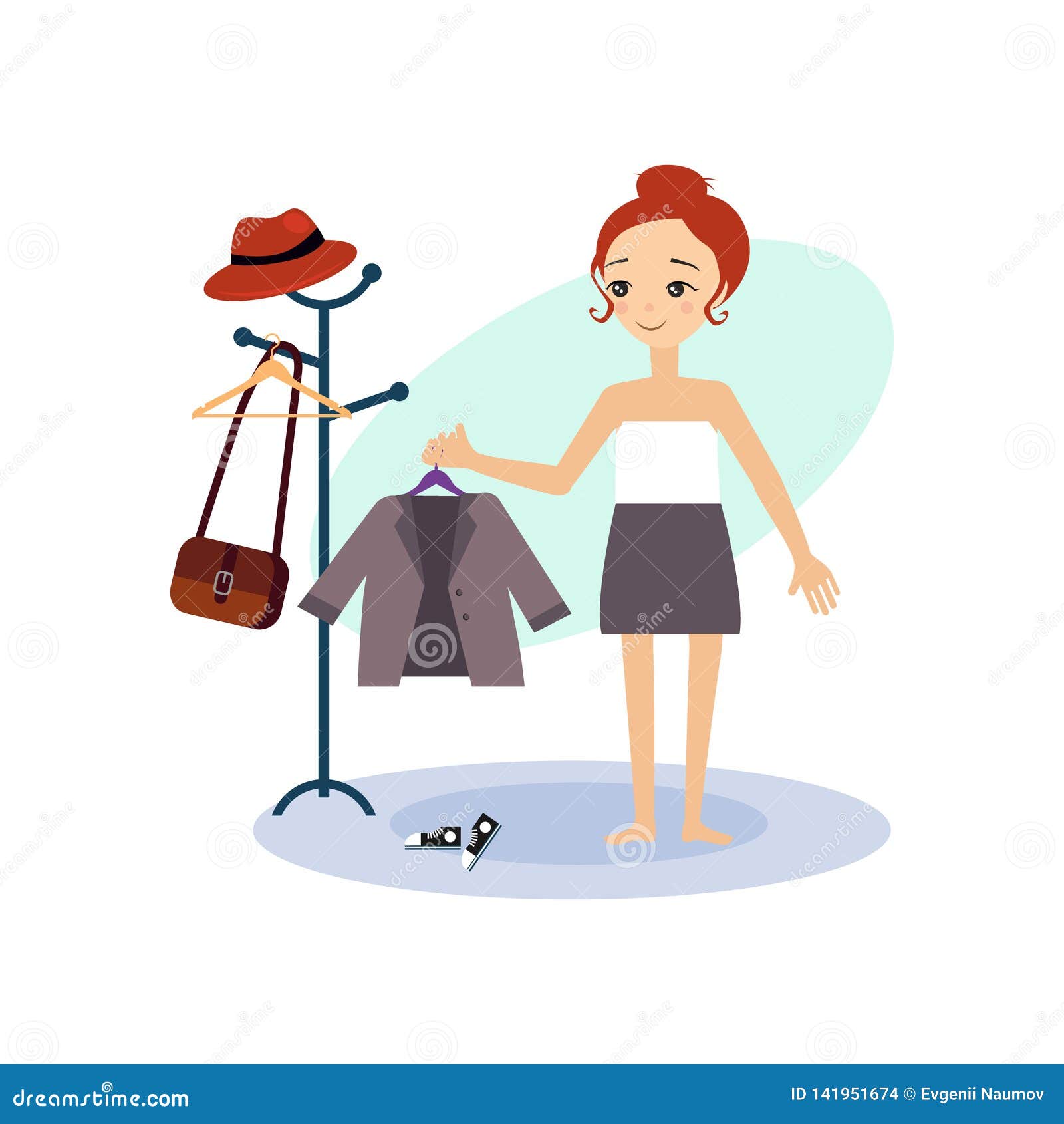 Dressing Down. daily Routine Activities of Women. Vector Illustration ...
