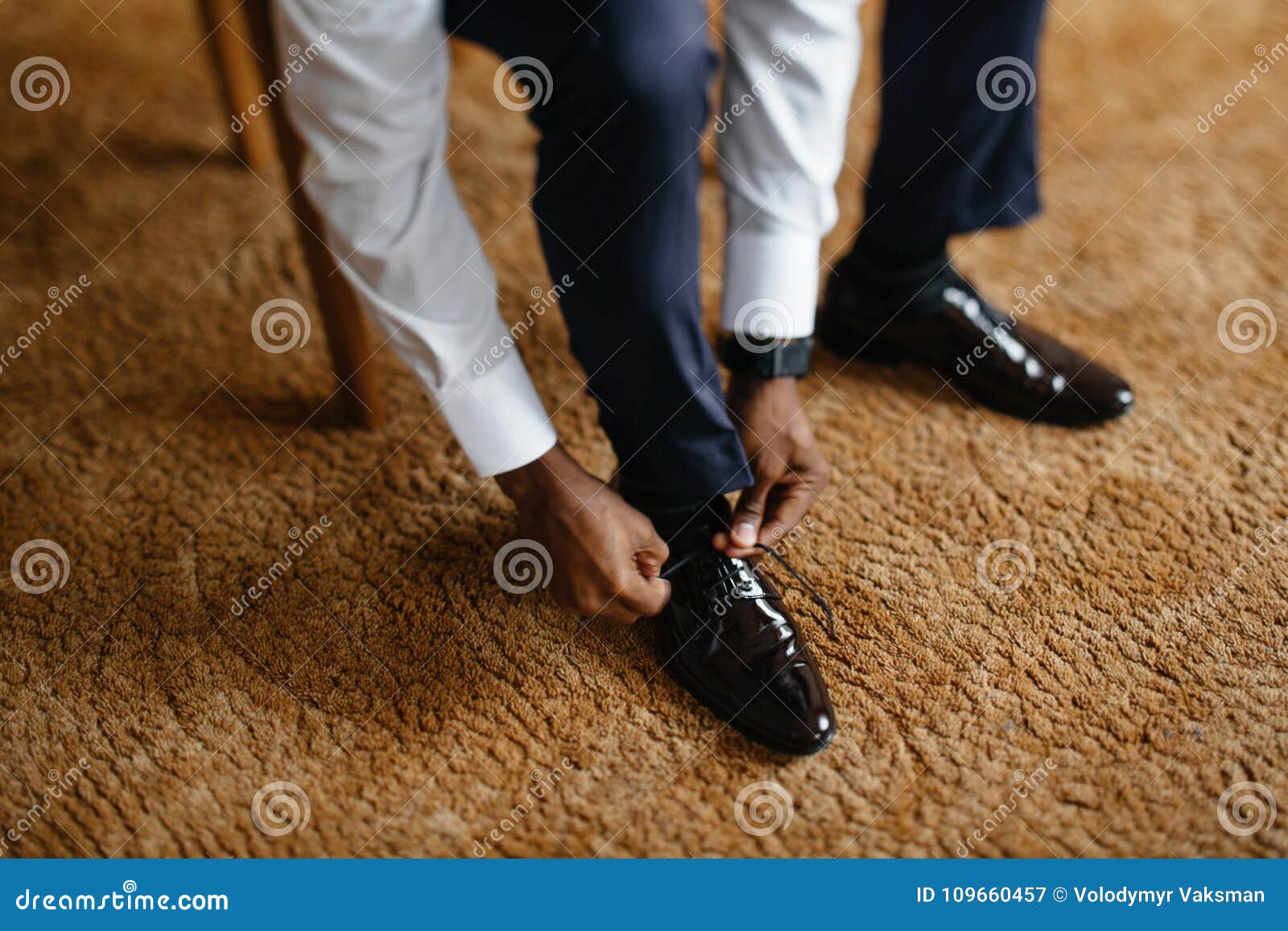 Dressing Groom and Preparing for Ceremony Stock Image - Image of ...