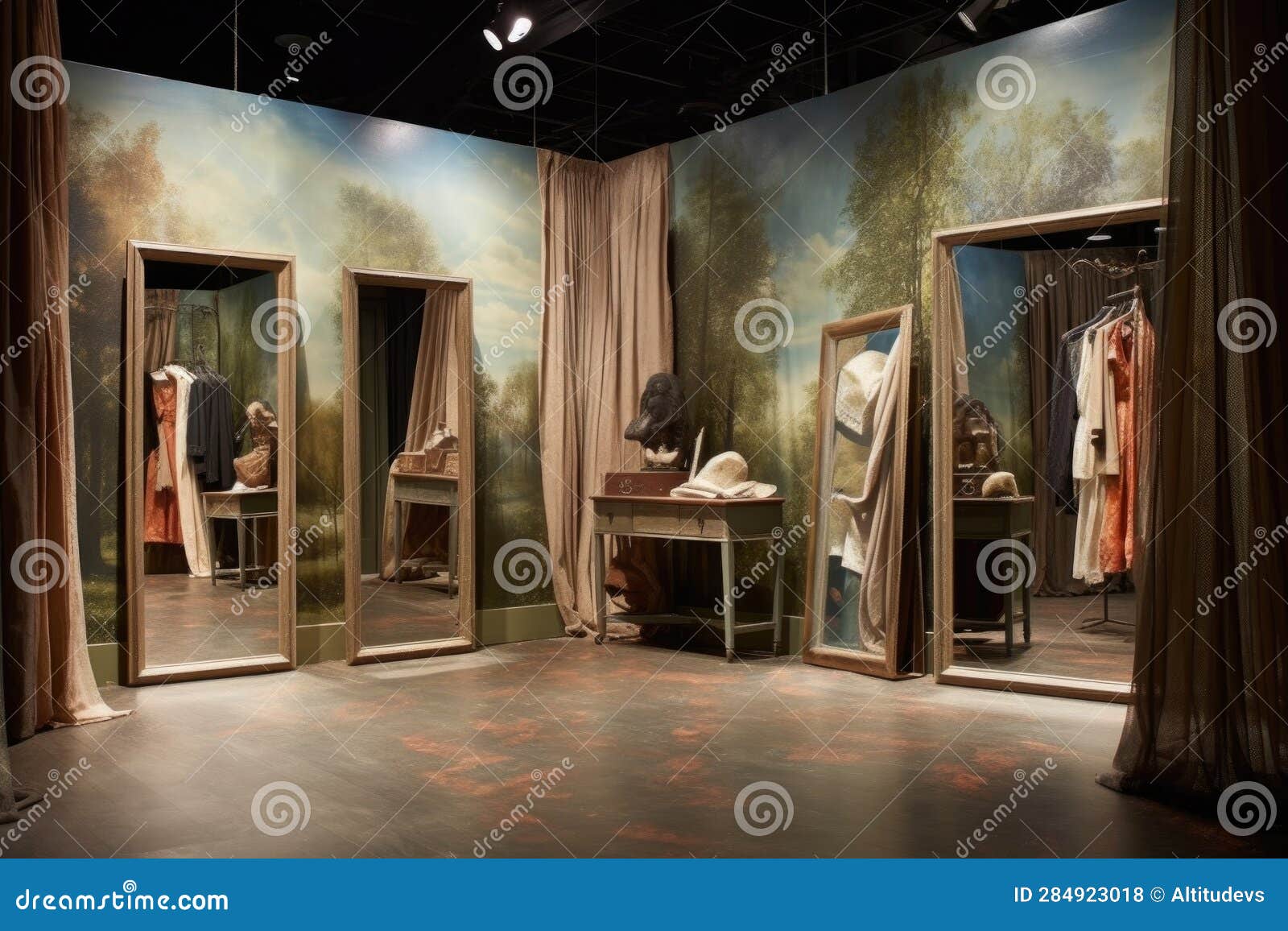 Dressing Room Mirror Reflecting the Stores Interior Stock Illustration ...