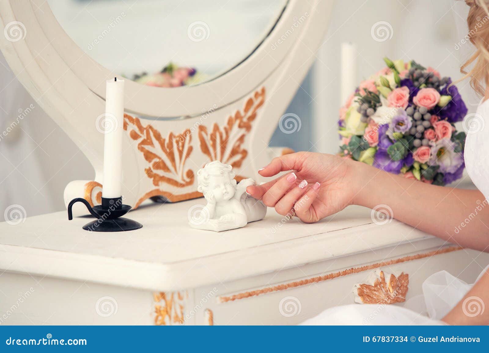 Dressing Table for Girl and a Figure of an Angel Stock Photo - Image of ...