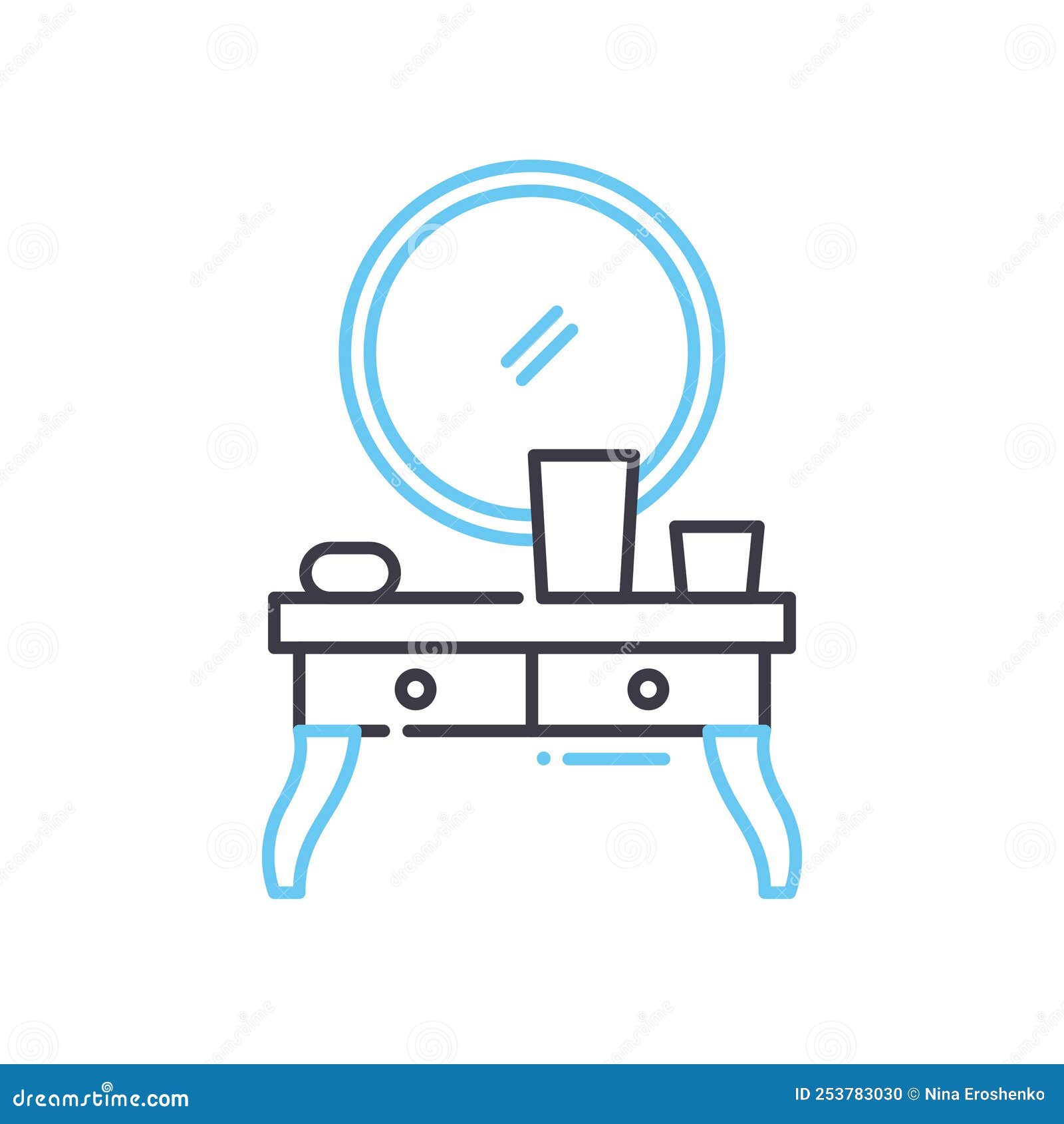 Dressing Table Line Icon, Outline Symbol, Vector Illustration, Concept Sign Stock Vector ...