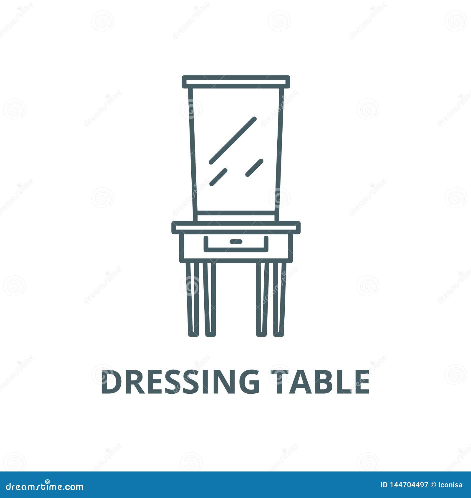 Dressing Table Line Icon, Vector. Dressing Table Outline Sign, Concept ...