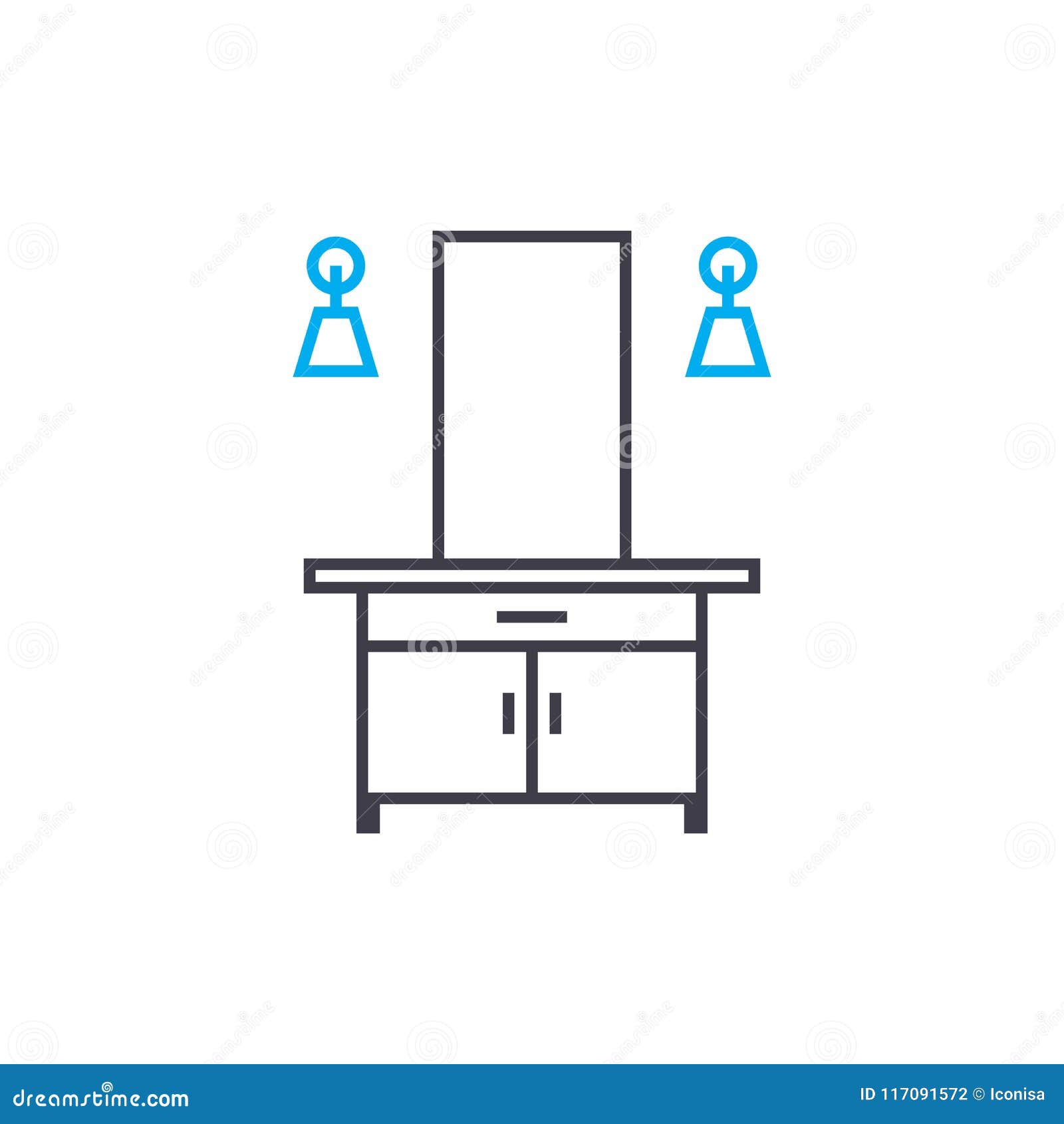 Dressing Table Linear Icon Concept. Dressing Table Line Vector Sign ...