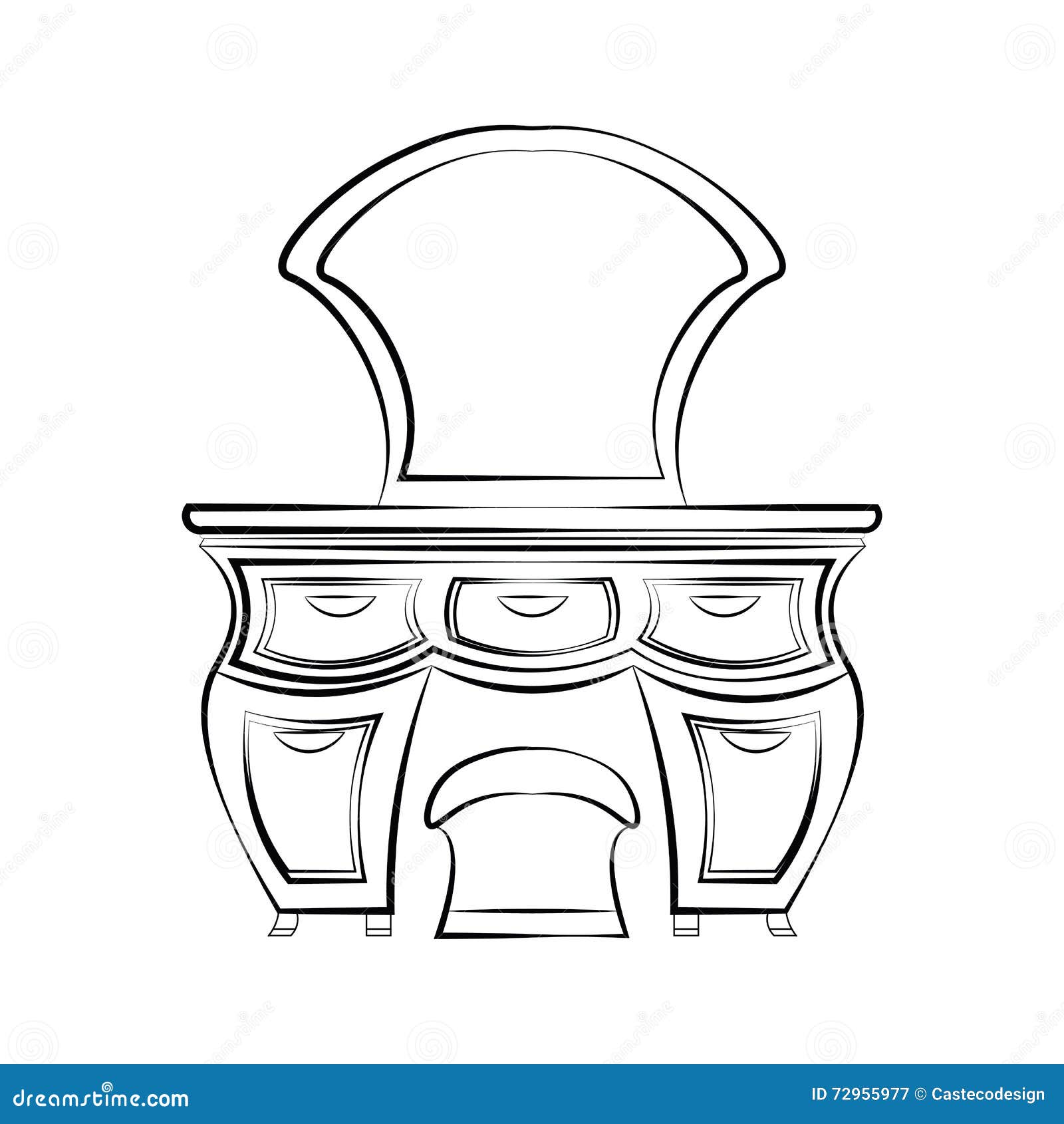 Dressing table with mirror stock vector. Illustration of history - 72955977