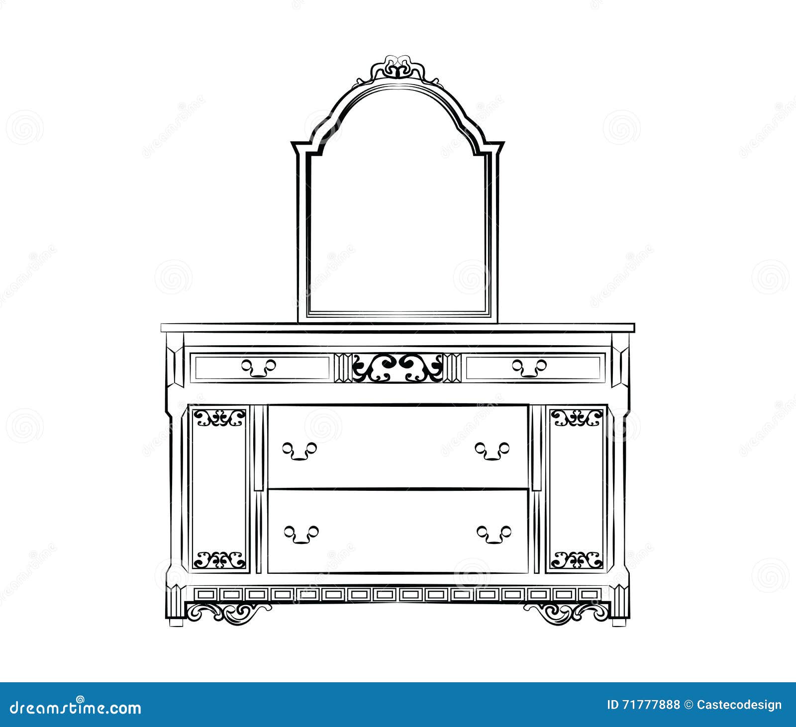 Dressing table with mirror stock vector. Illustration of home - 71777888