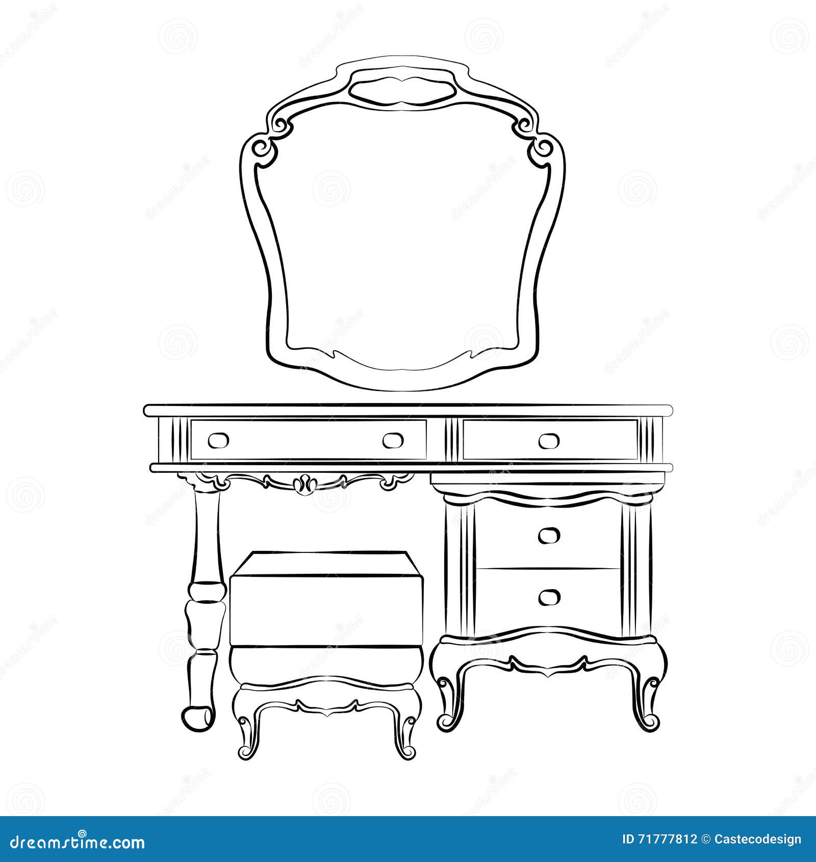 Dressing table with mirror stock vector. Illustration of icon - 71777812