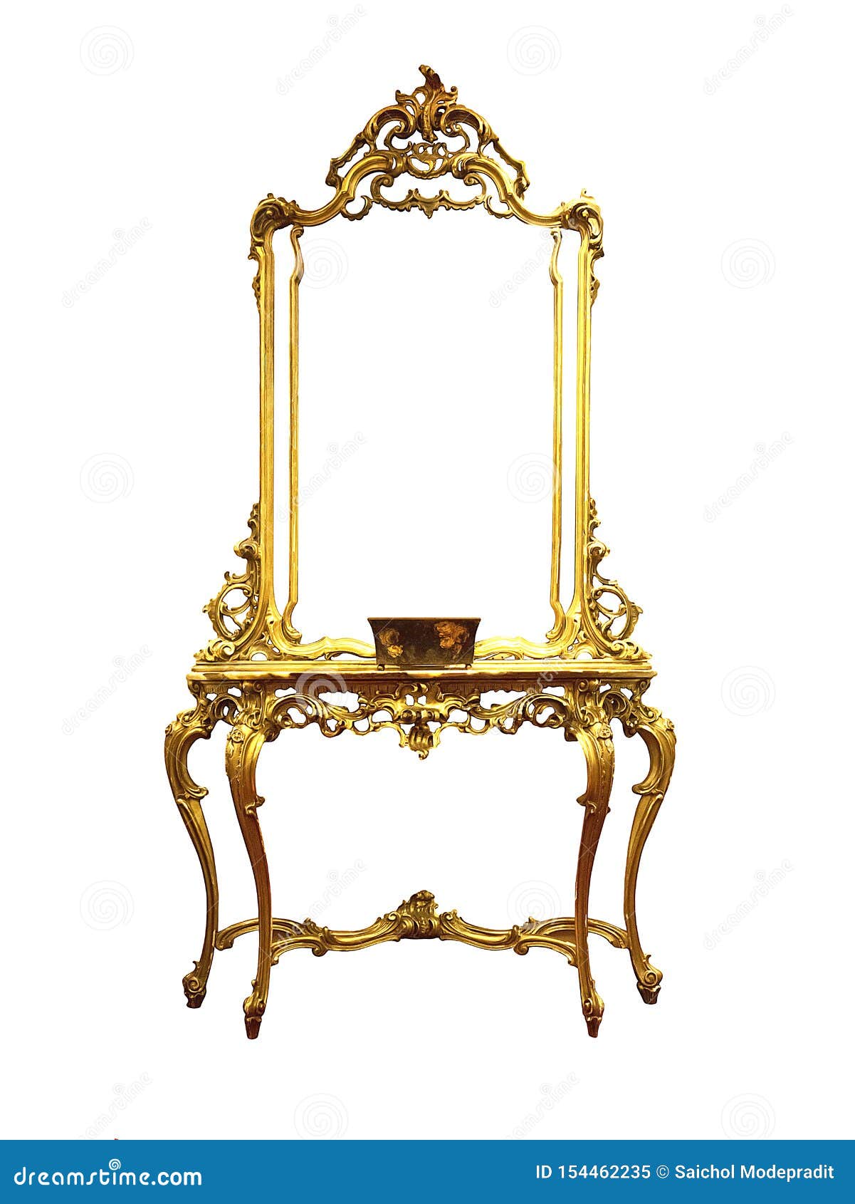 Dressing Tables,beautiful Classic Golden Commode. Isolated on White ...