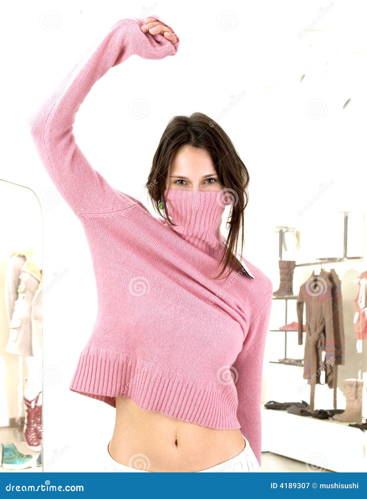 Dressing up stock image. Image of warm, dressing, brunette - 4189307
