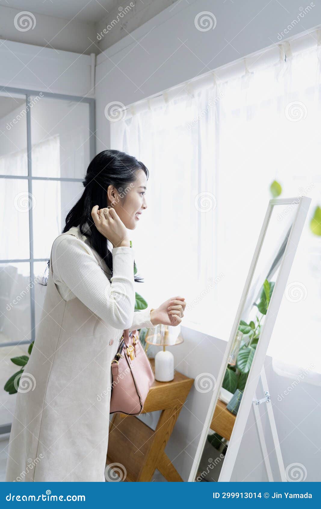 Dressing Up in Front of a Mirror Stock Photo - Image of modern, medium ...