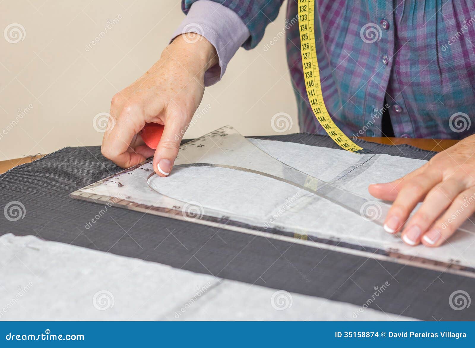Dressmaker Design Tailor Pattern on the Table Stock Photo - Image of ...