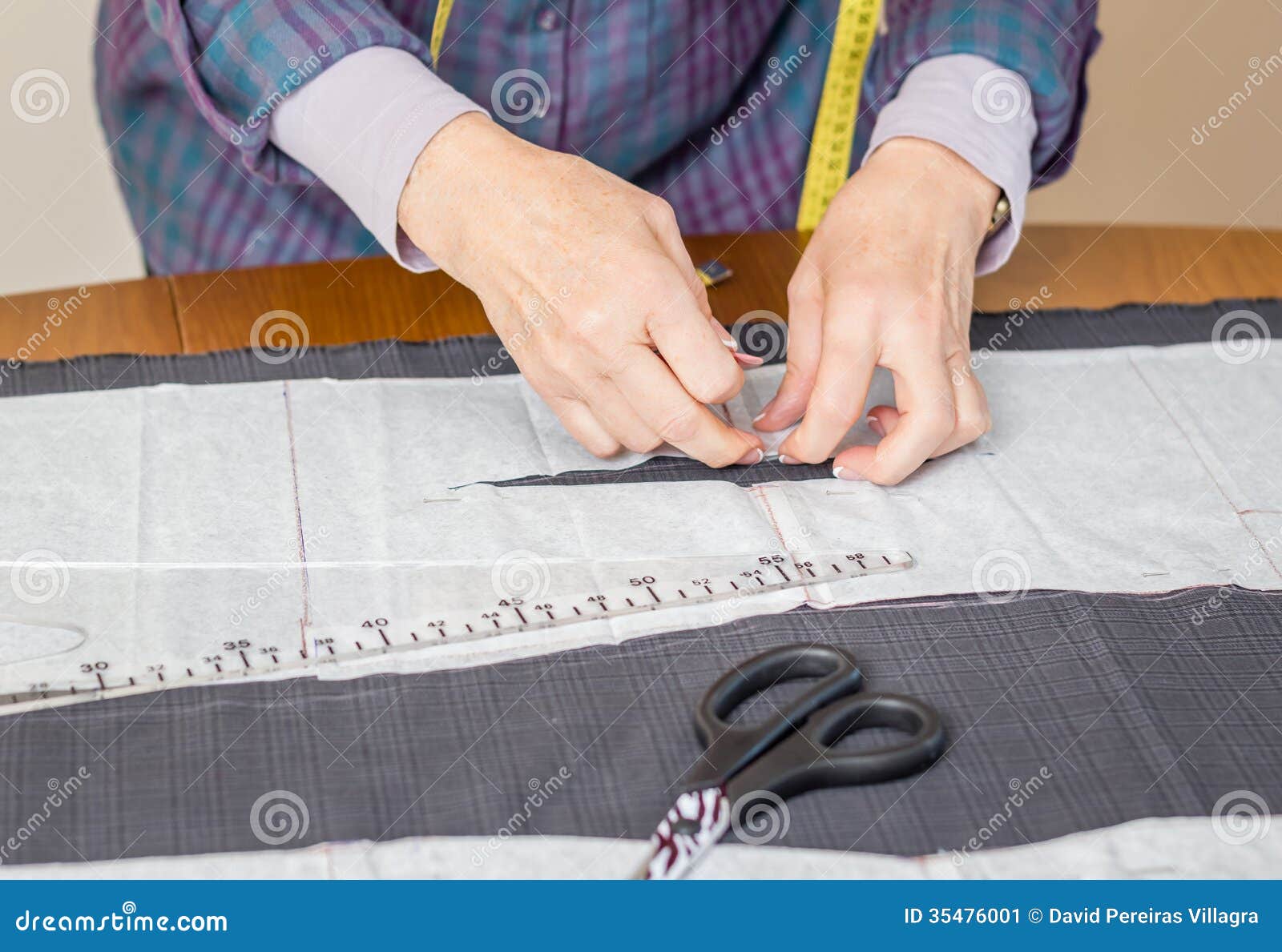 Dressmaker Design Tailor Pattern on the Table Stock Image - Image of ...