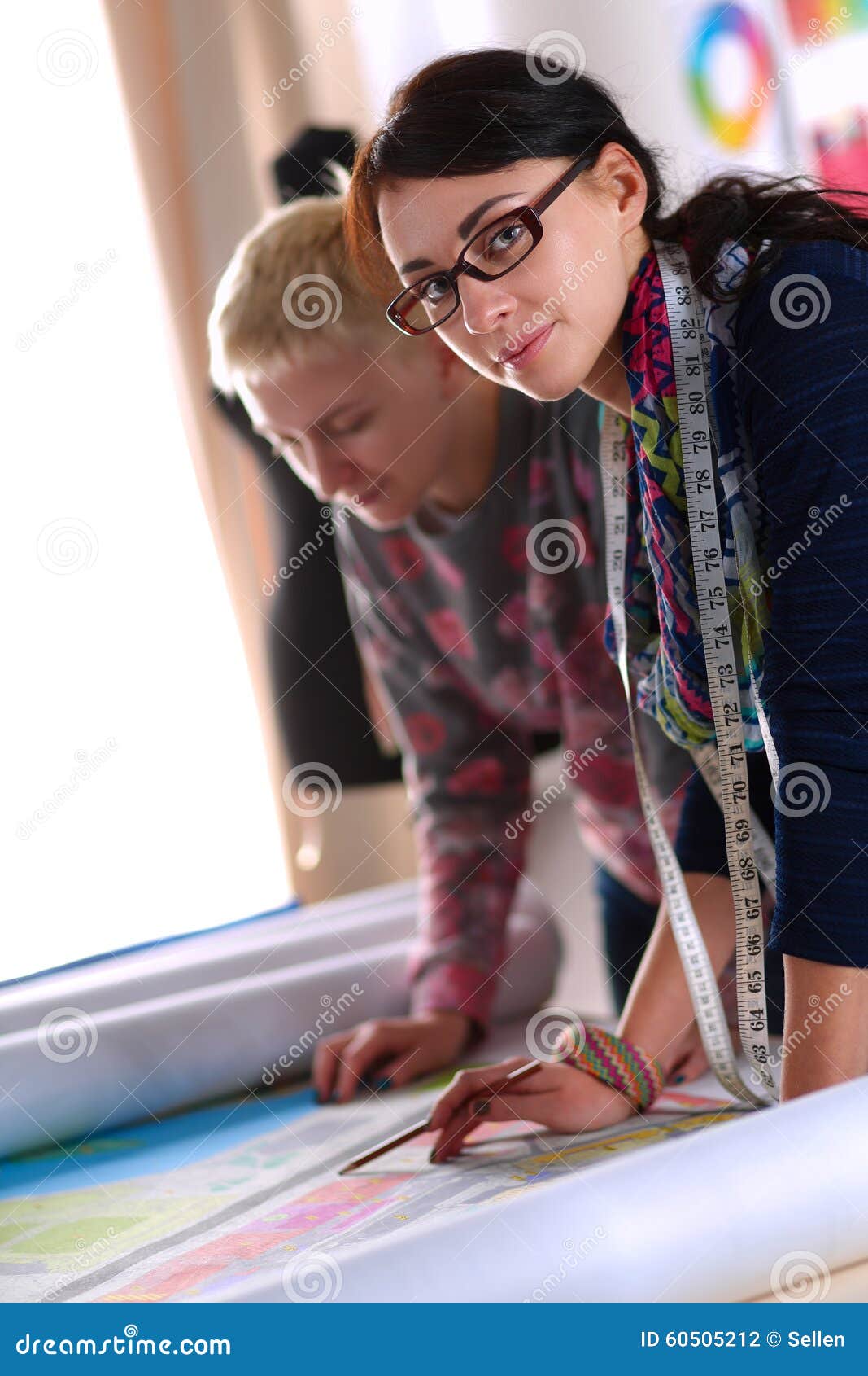 Dressmaker Designing Clothes Pattern on Paper Stock Photo - Image of ...